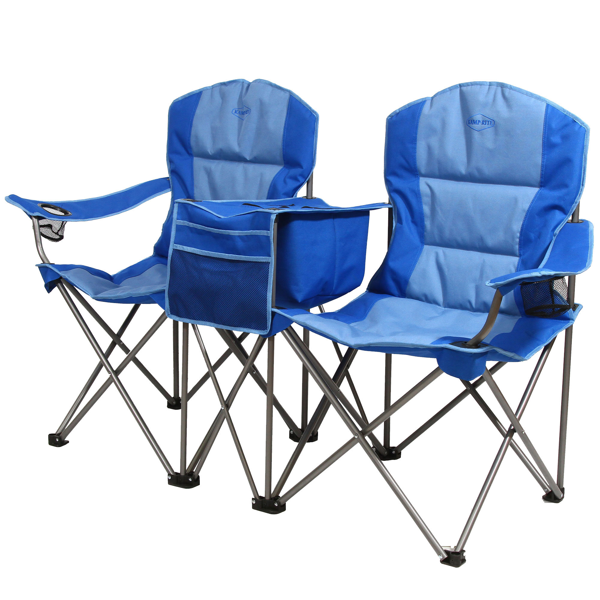 Kamp-Rite Portable Folding Padded Outdoor Double Camping Chair with ...