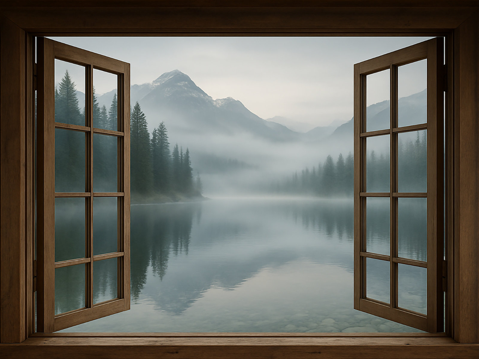Millwood Pines Whispering Pines - Foggy Mountain Reflections Through a ...