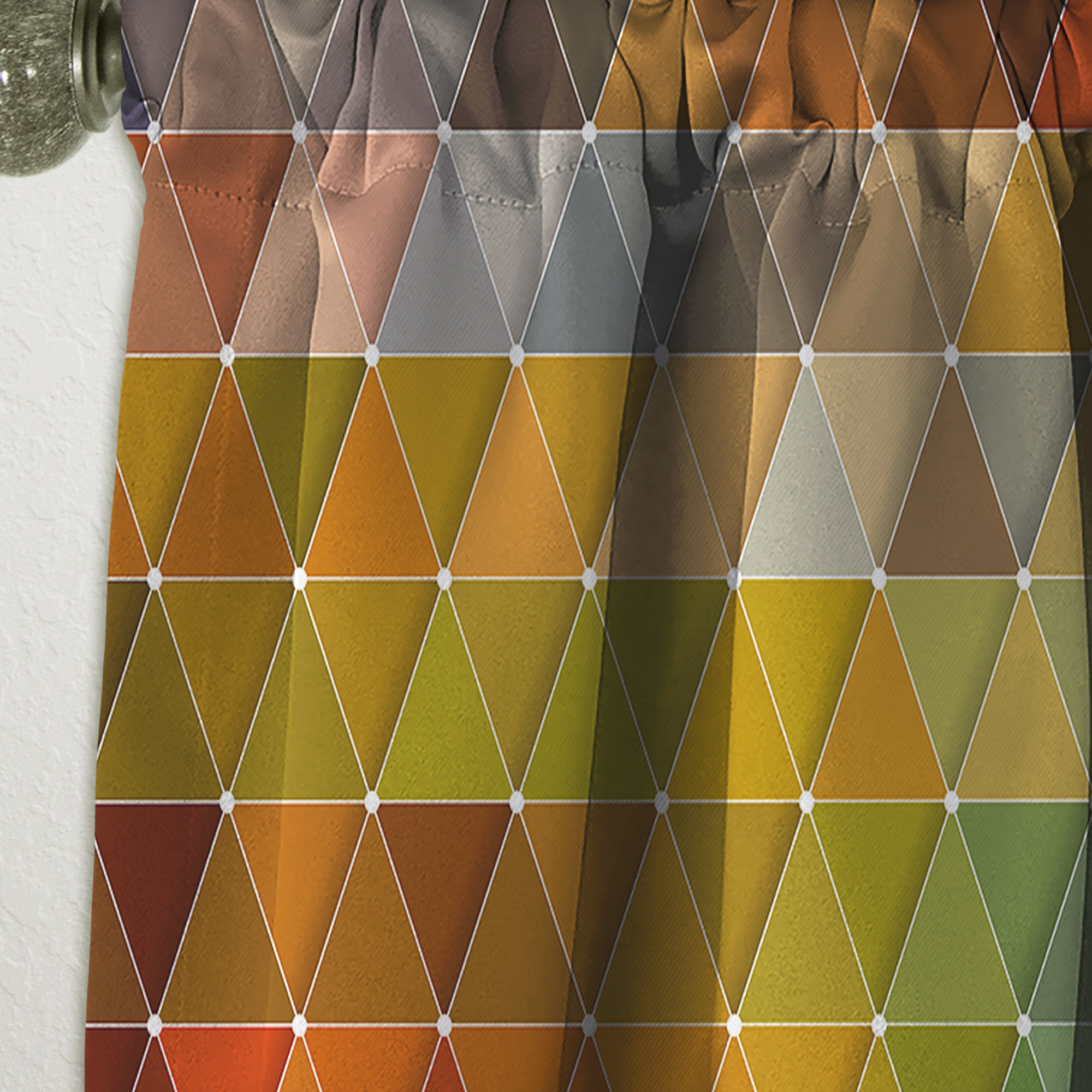 East Urban Home Triangular Geometry Red, Gray and Green - Geometric ...