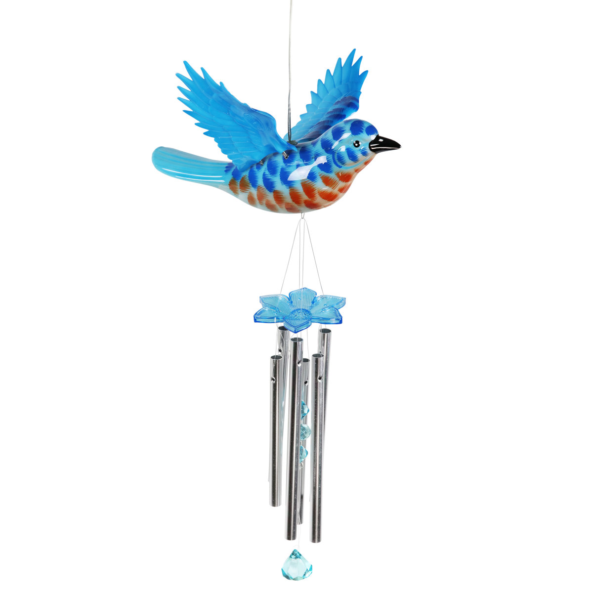 Exhart Solar WindyWings BlueBird Wind Chime, 10 by 9 Inches | Wayfair