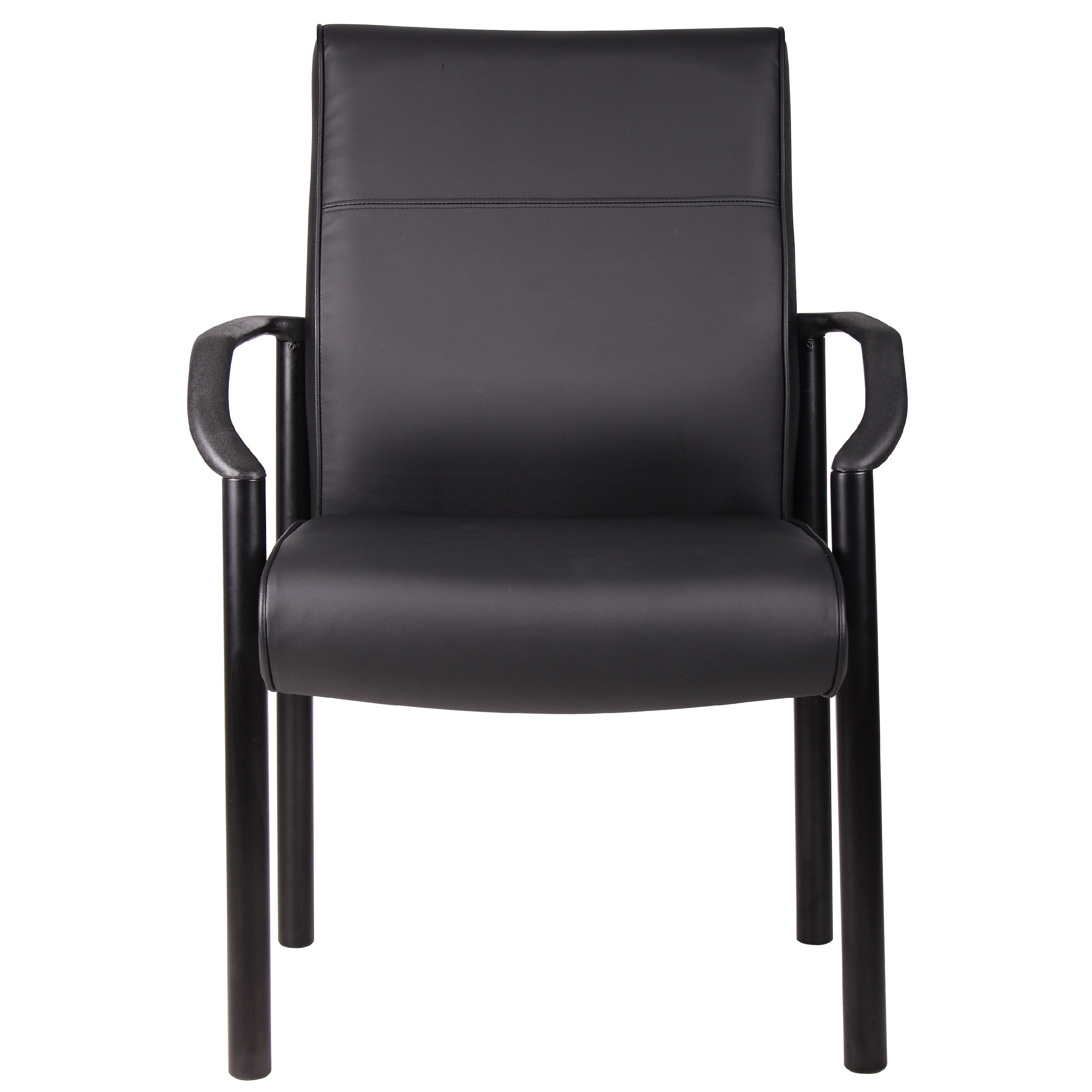 Benjara Guest Armchair, Black Faux Leather, Steel Frame, Anti-Wobble ...