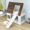 Harper Orchard Turing Kids Twin Over Twin Wood House Bunk Bed with Roof ...
