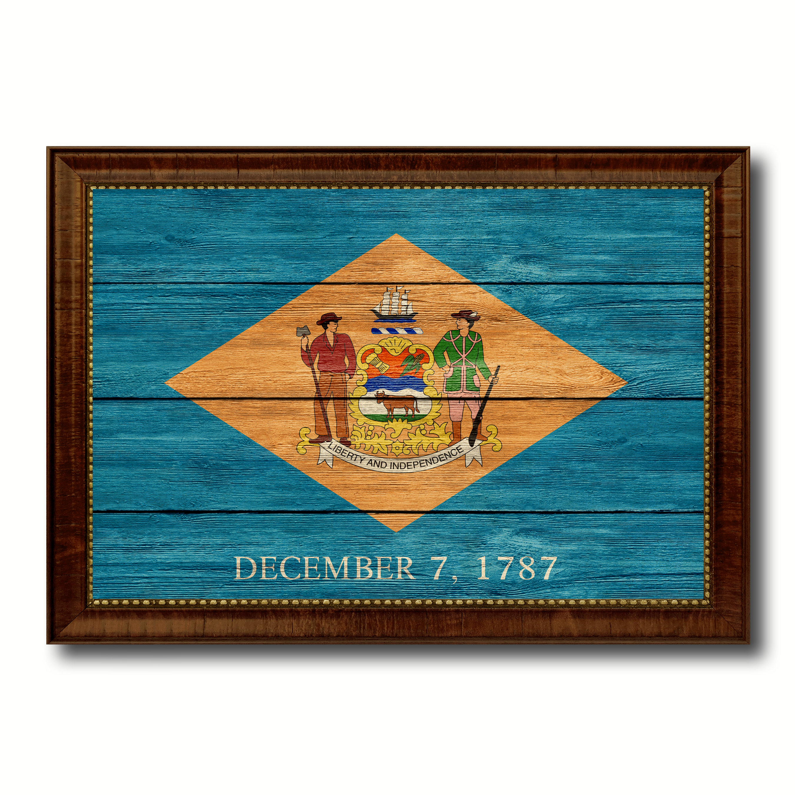 Williston Forge Delaware State Textured Flag Print With Brown Gold ...