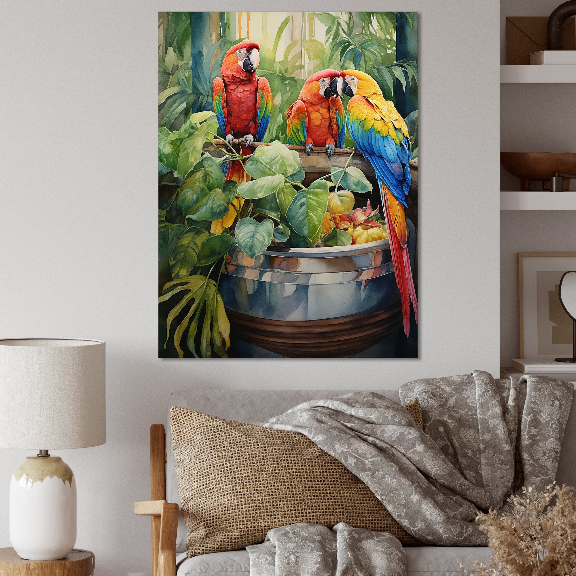 Bayou Breeze Red Parrot Jungle Paradise I - Parrot Wall Art | Wayfair