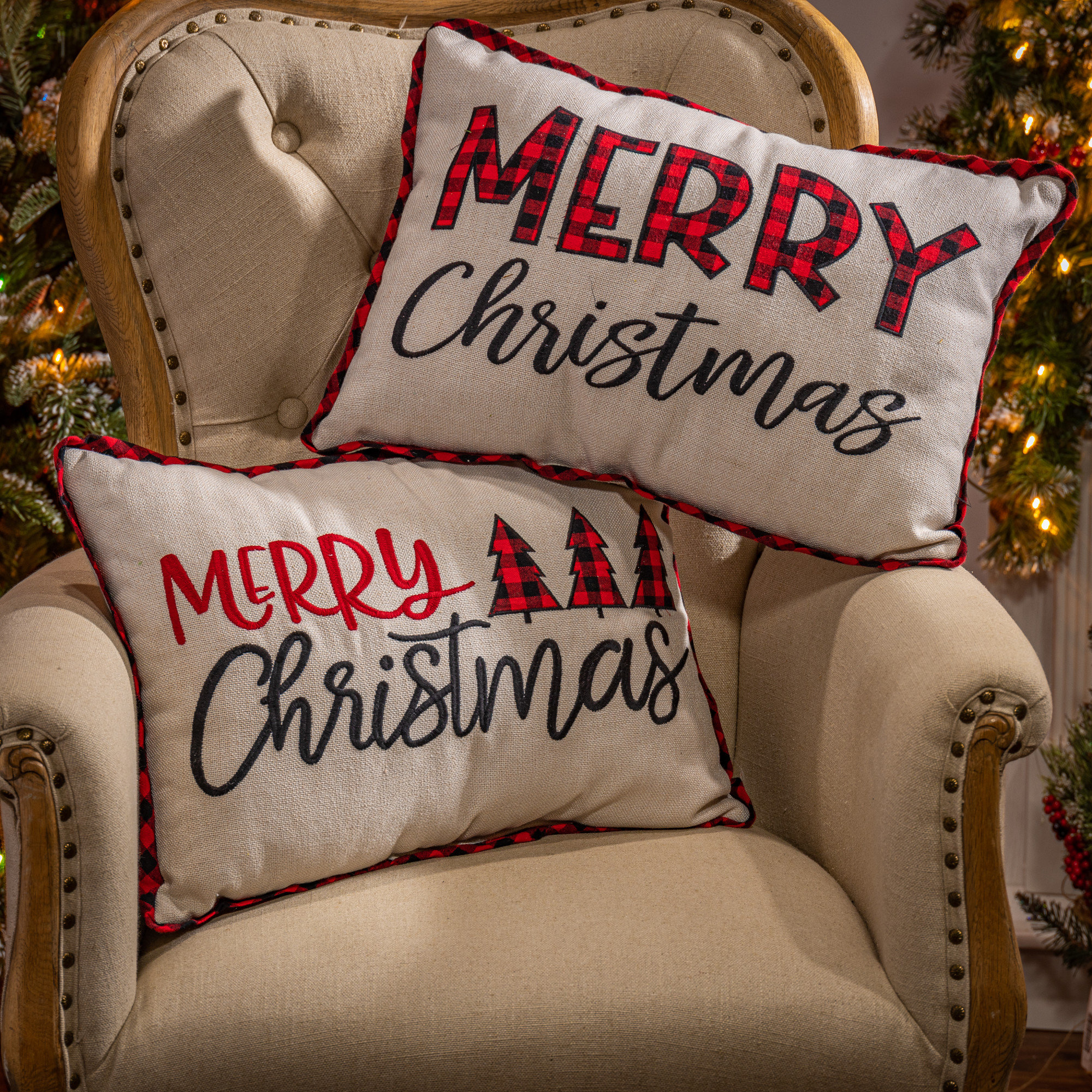 Gerson International 20 In. Embroidered Merry Christmas Throw Pillows ...