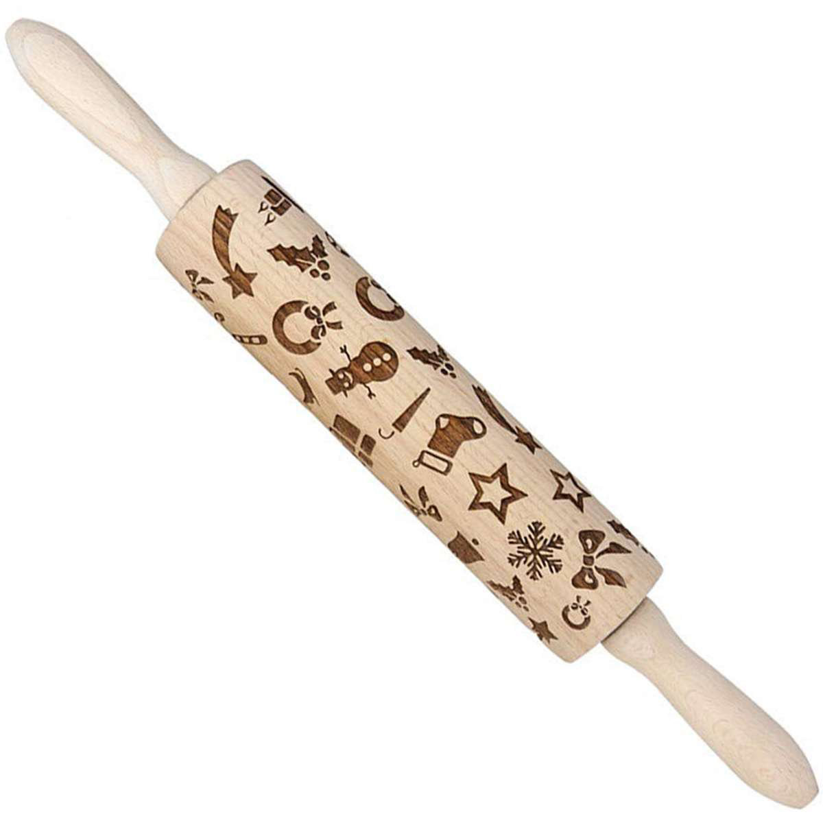 Gustave Embossed Wooden Rolling Pin For Cookies Christmas 3D Engraved ...