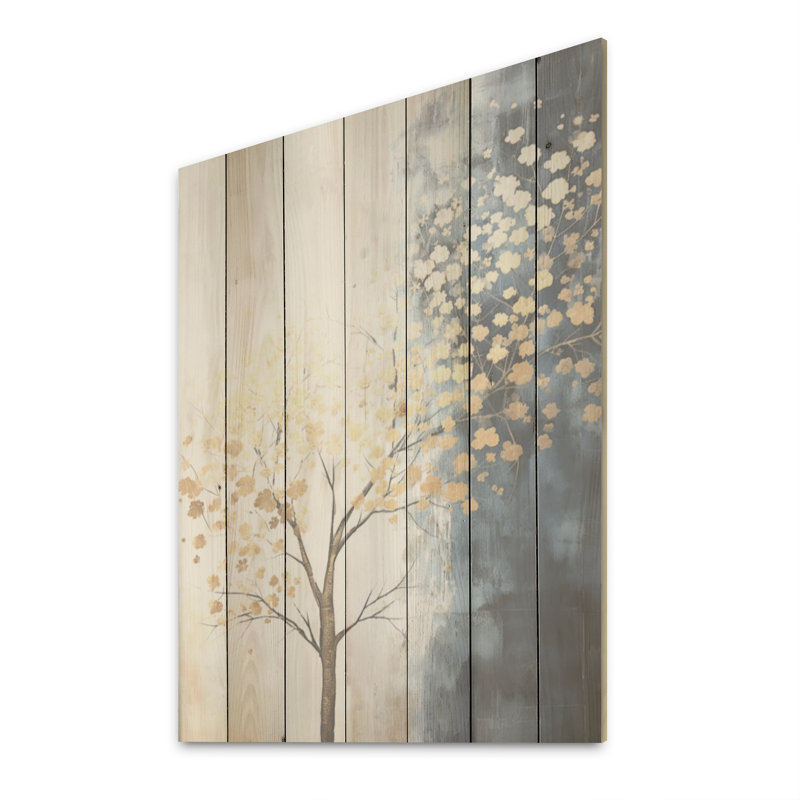 Lark Manor™ Gold And Blue Treasure Trees Scenery - Trees Wood Panel ...