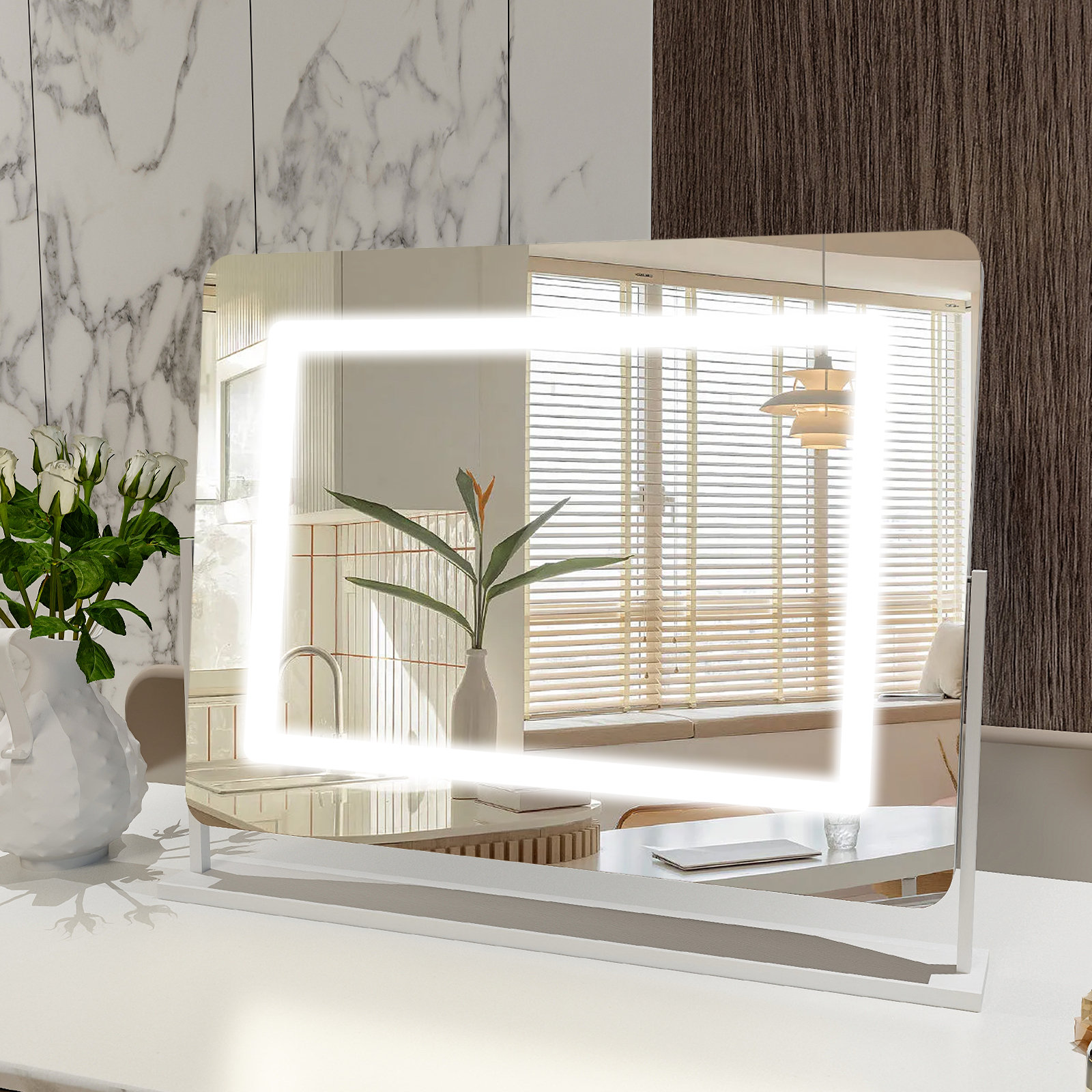 Wade Logan® Led Vanity Mirror 22''X18'' Rectangular Makeup Mirror With ...