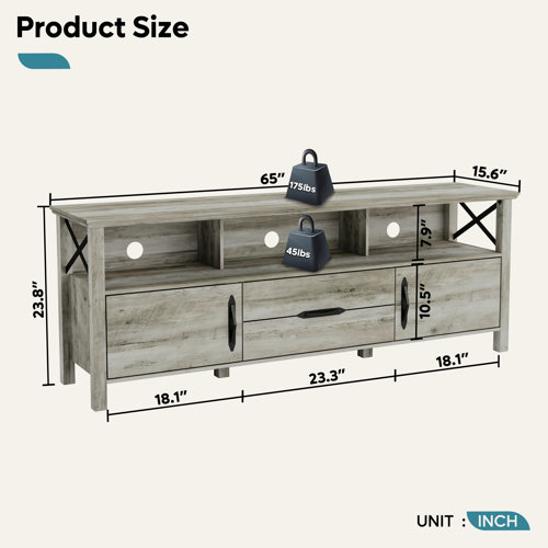 Steelside™ Harlee 65'' Media Console & Reviews | Wayfair