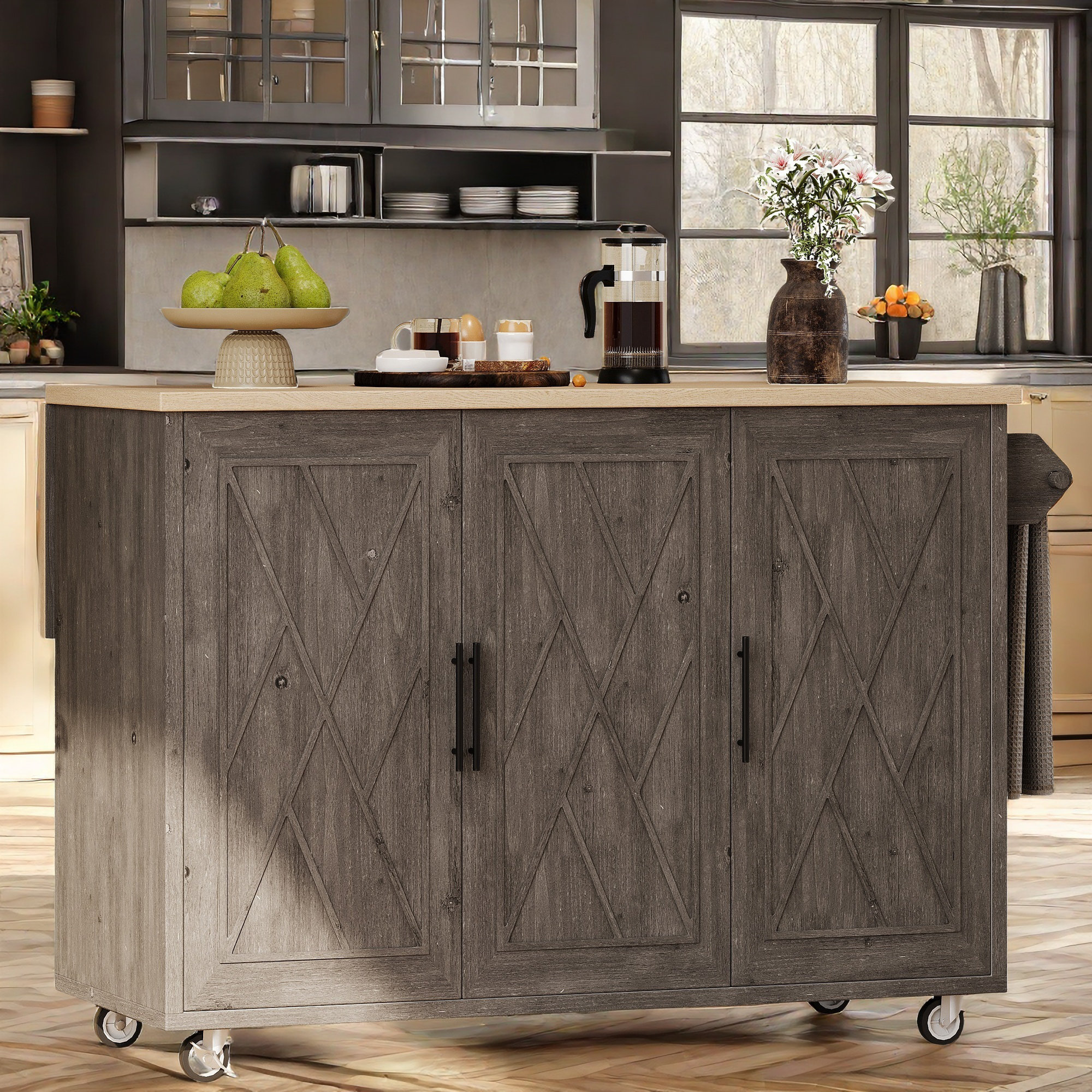 Gracie Oaks Glessie With Drop Leaf, Internal Storage Rack, Towel Rack, Storage Cabinets And ...