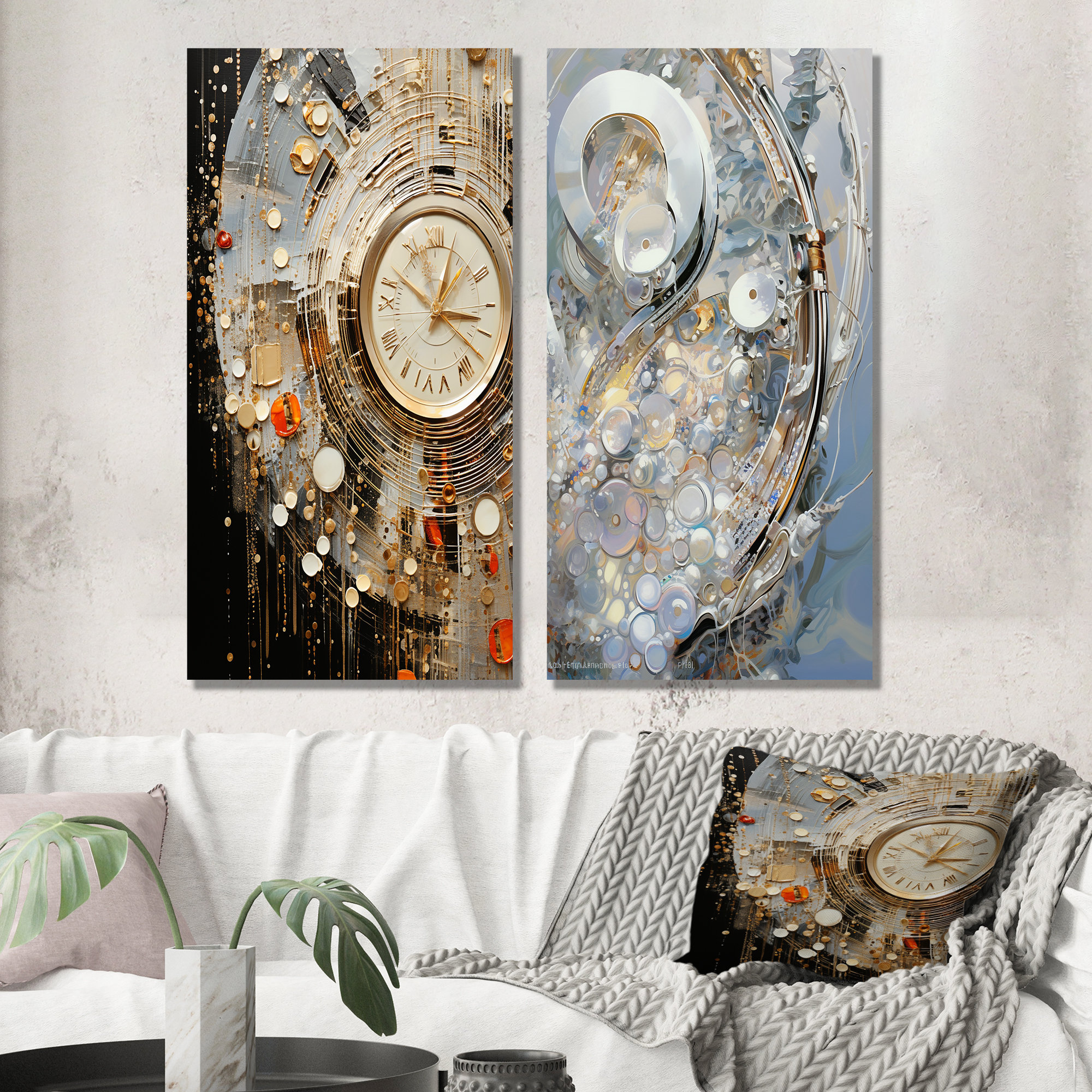 Ivy Bronx Silver And Gold Luxuy Watch - Watches Canvas Art Print Set Of ...