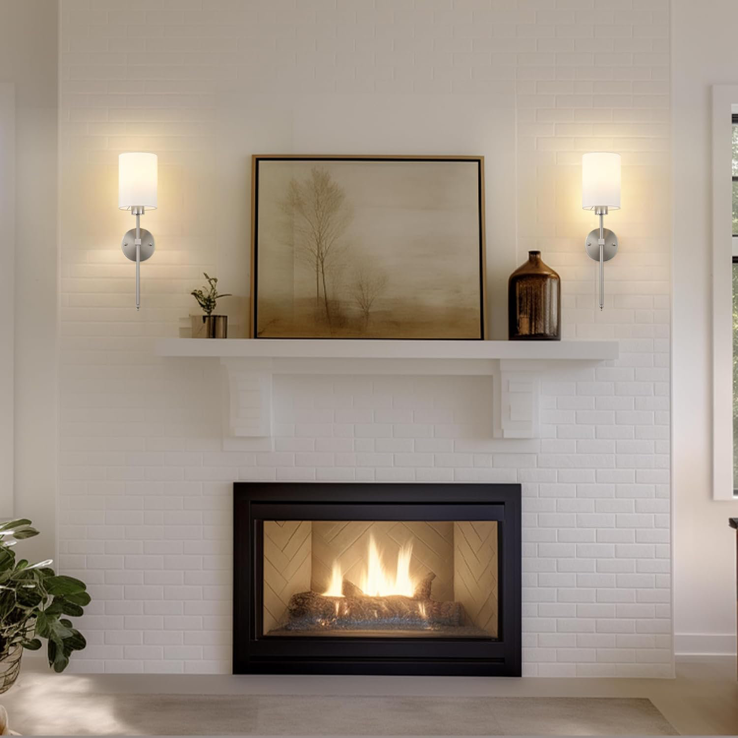 Ivy Bronx Battery Operated Wall Sconces Set With Remote Control ...