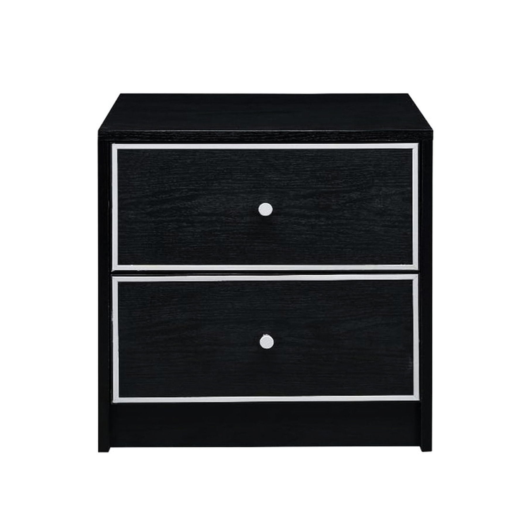 Latitude Run® 2 Nightstand In Classy Black And Silver 2 Storage Drawers ...