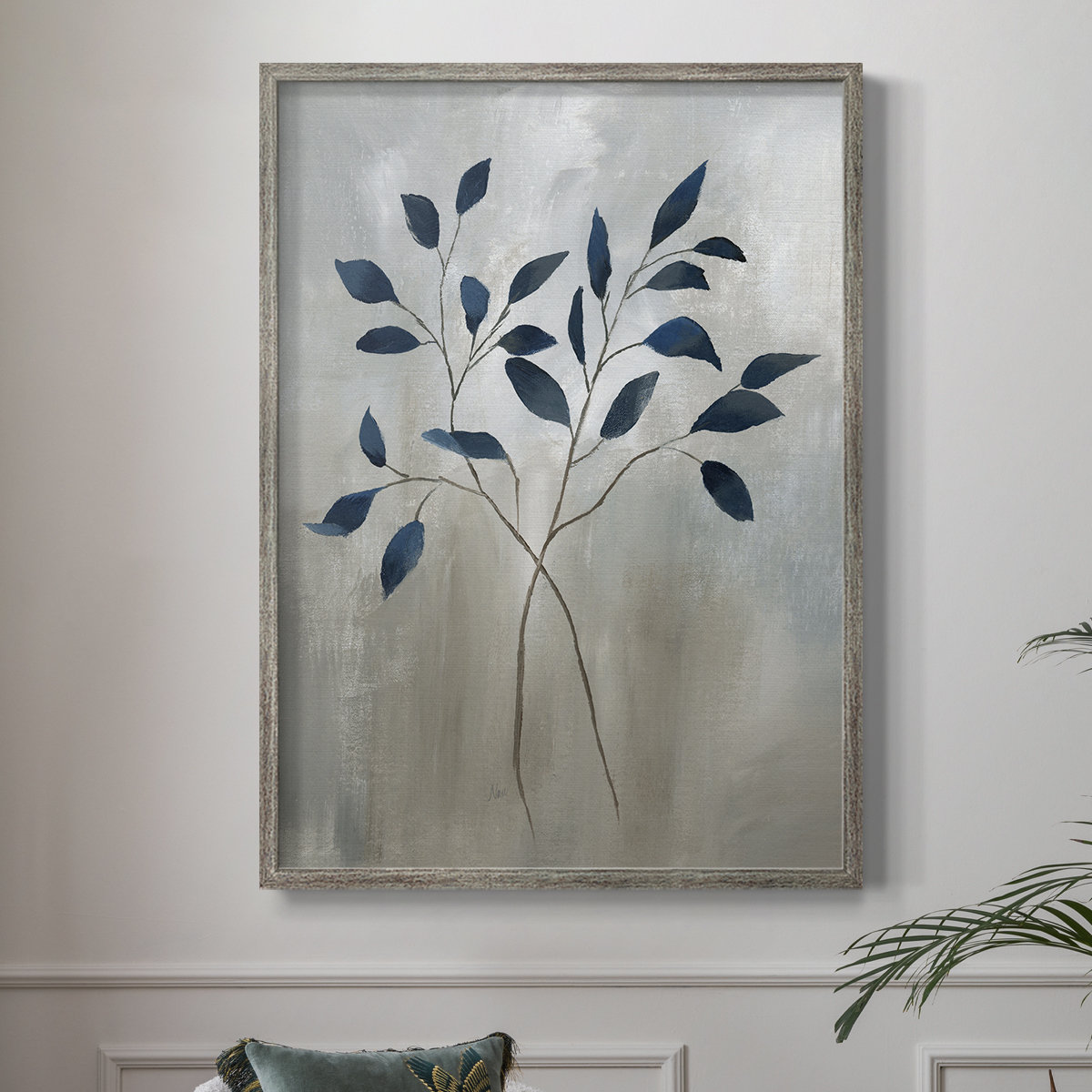 Lark Manor™ Indigo Foliage I Framed Print - Solid Wood | Wayfair