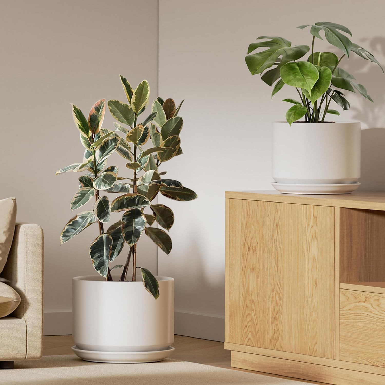 Latitude Run® Set of 2, 10 + 12 inch flower pots for home decoration ...