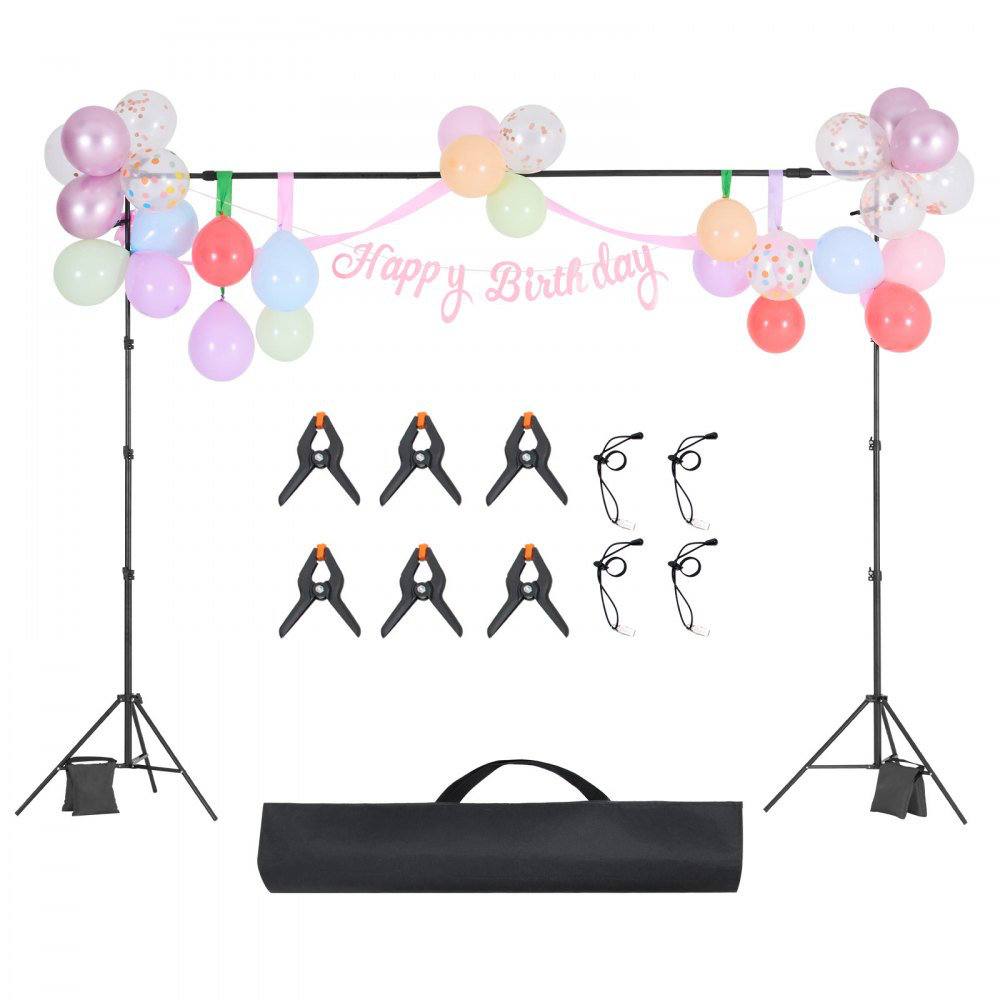 VEVOR Backdrop Stand, 8.5 x 10 ft Adjustable Photo Backdrop Stand Kit ...