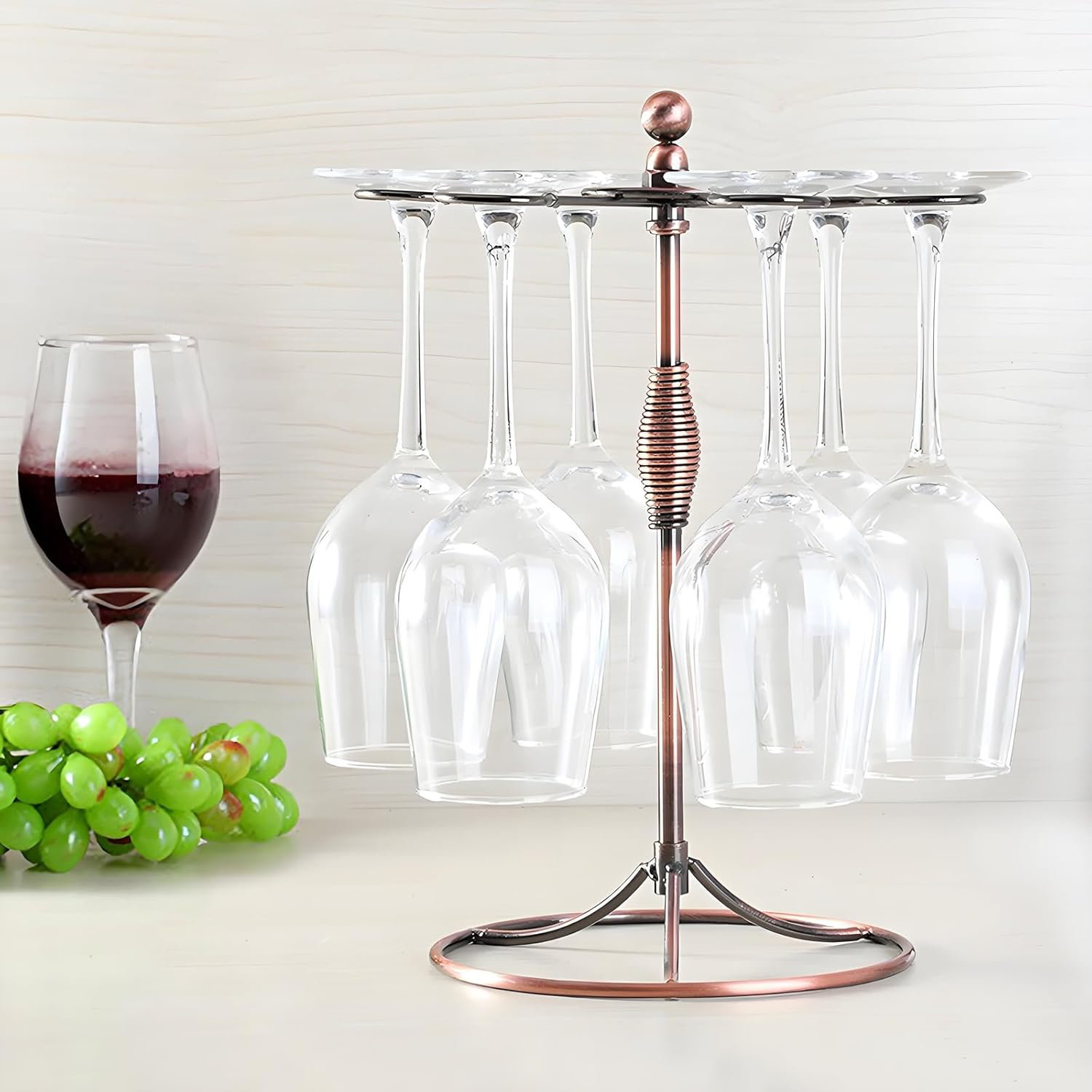 Alcott Hill Bronze Wine Glass Holder Stand, Antiqued Countertop ...