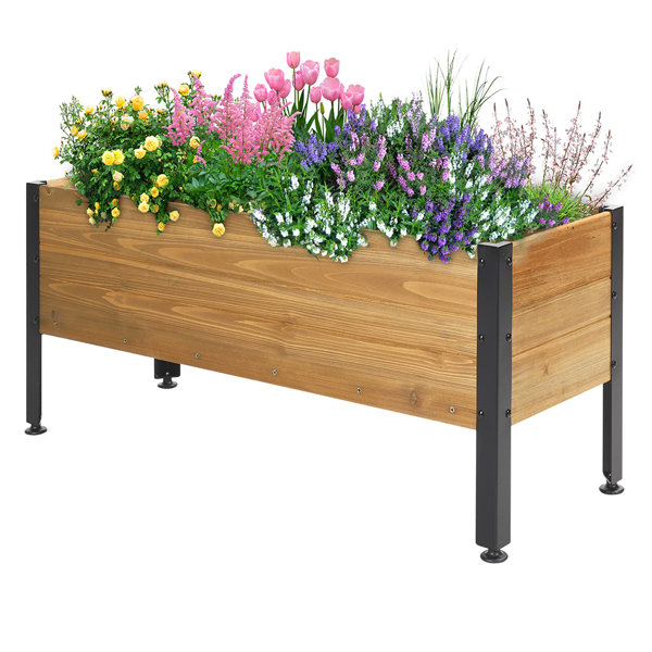 17 Stories Nemea Wood Rectangular Garden Planter Box Raised Bed Outdoor ...