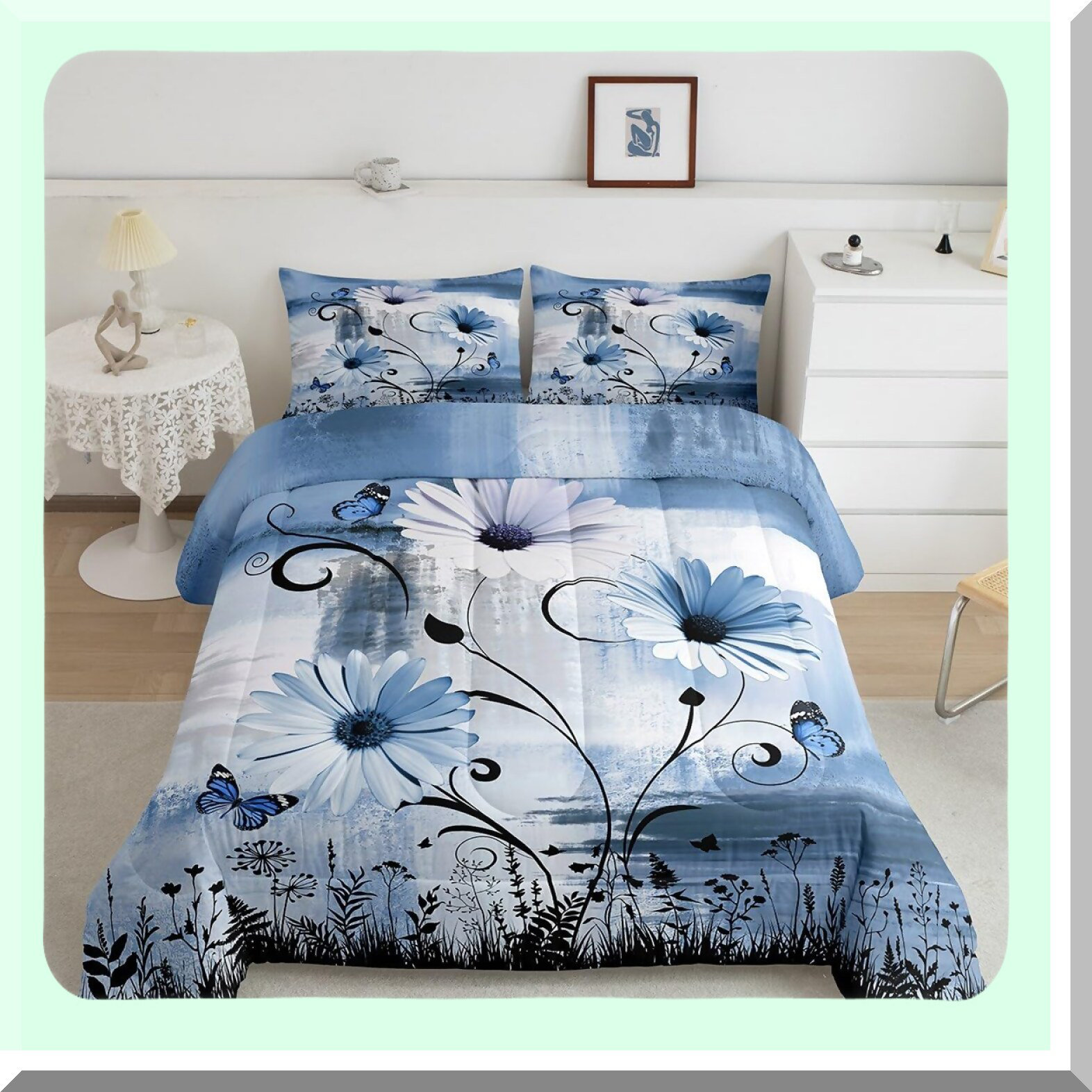 East Urban Home Country Charm Floral Queen Comforter Set - Rustic Daisy ...