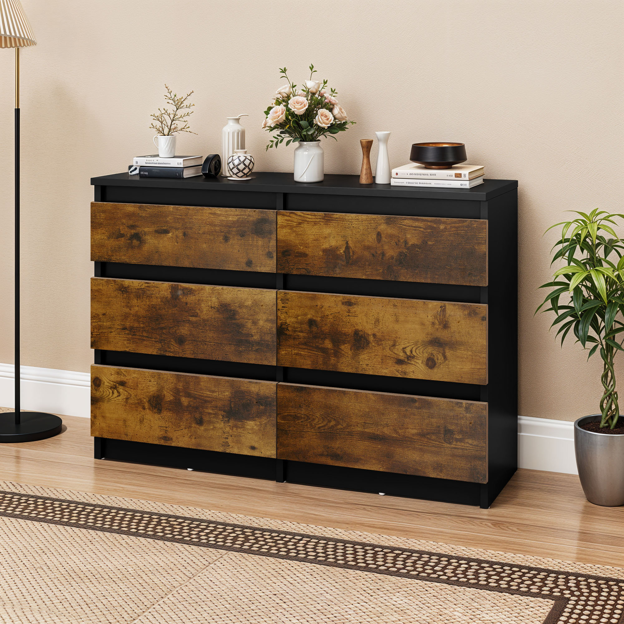 17 Stories 6 Drawer Chest Of Drawers , Modern Bedroom Drawers Wood ...