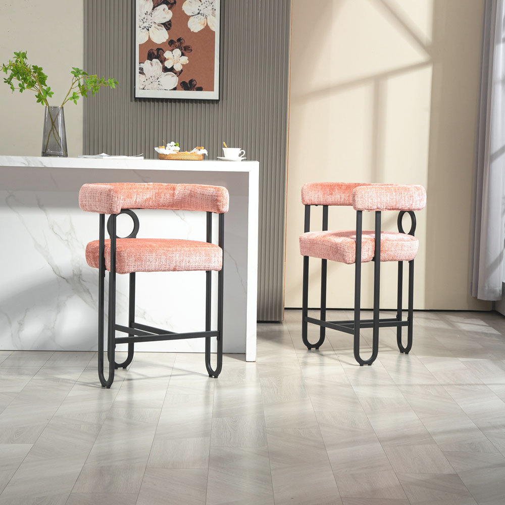 Orren Ellis Modern Bar Stool, Black Metal Frames | Wayfair