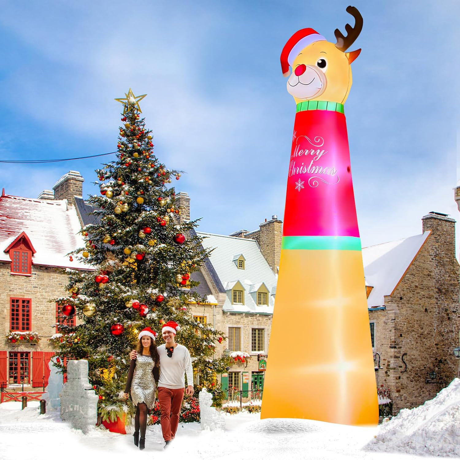 The Holiday Aisle® 12FT Giant Christmas Inflatables Reindeer Outdoor ...