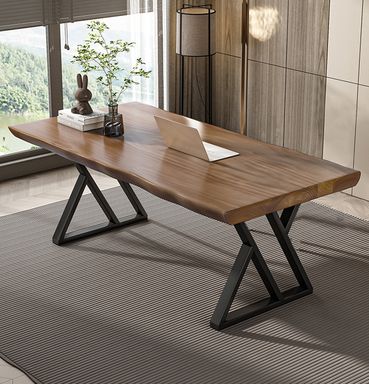 17 Stories Solid Wood Plank Writing Desk with Metal Base - Wayfair Canada