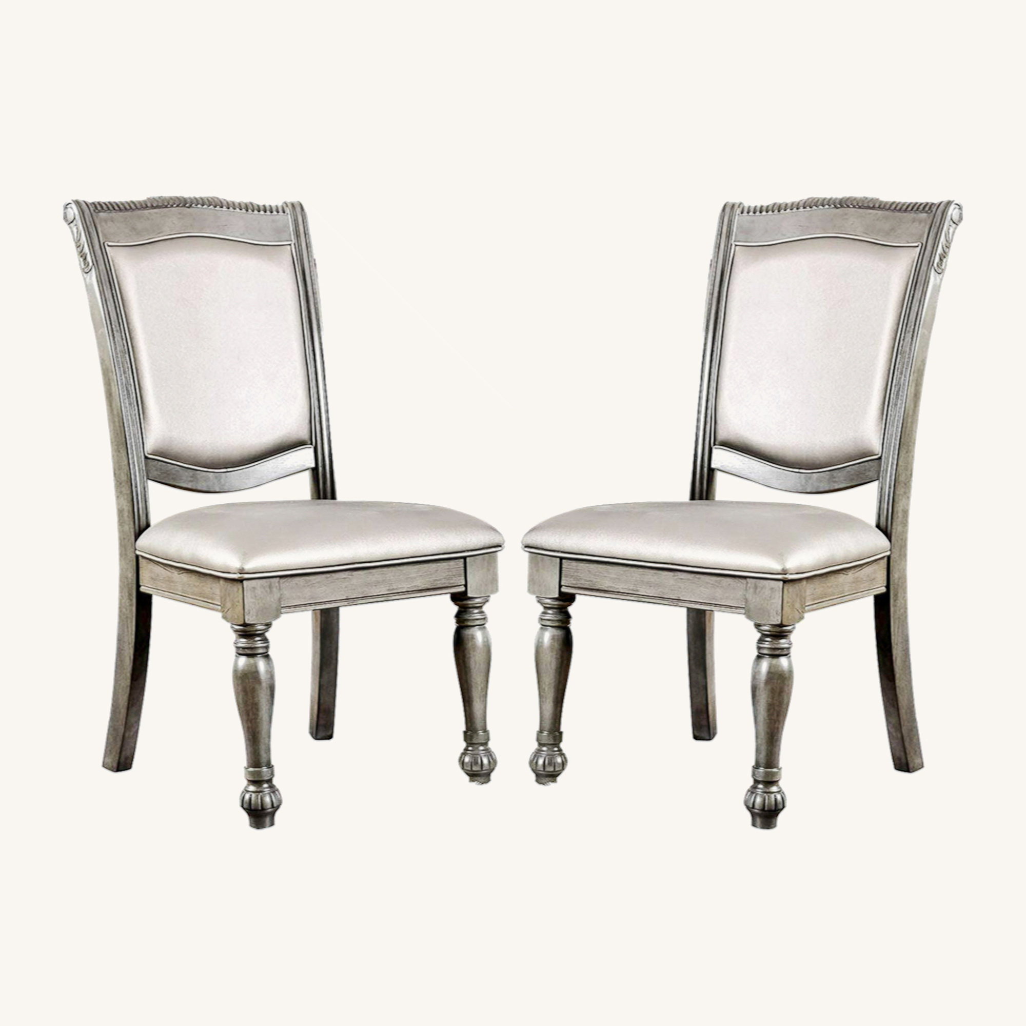 August Grove Set Of 2 Leatherette Upholstered Side Chairs In Gray And ...