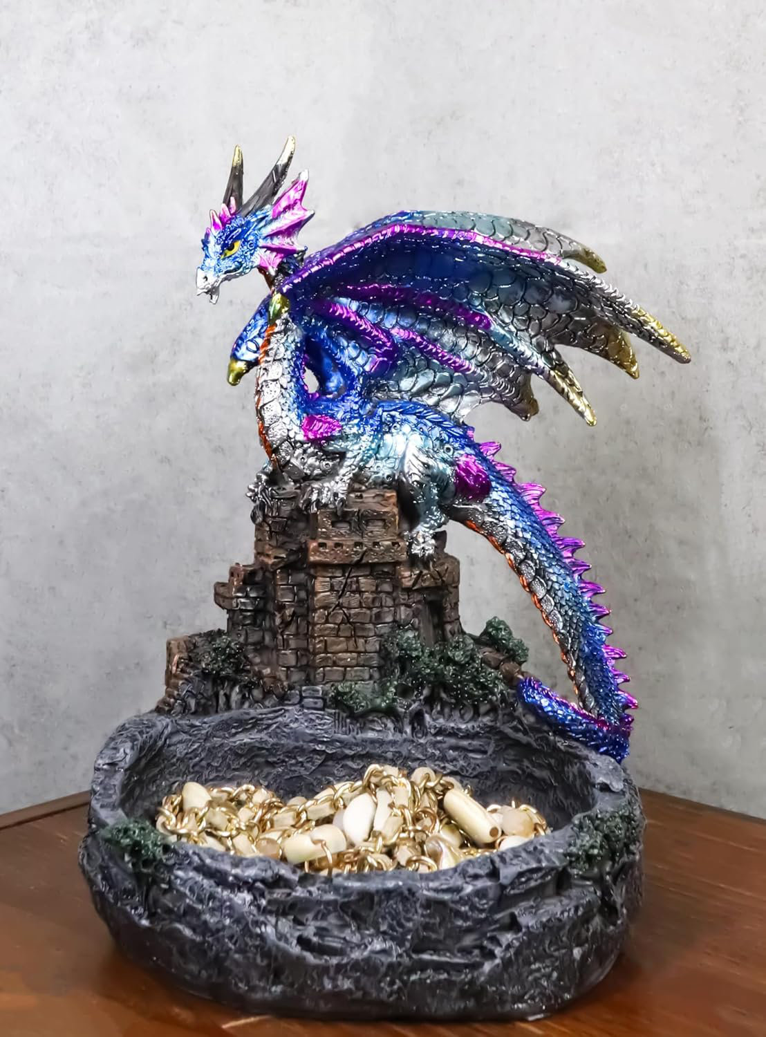 Trinx Dragon Perching On Stonewall Castle Ashtray Jewelry Dish Figurine ...