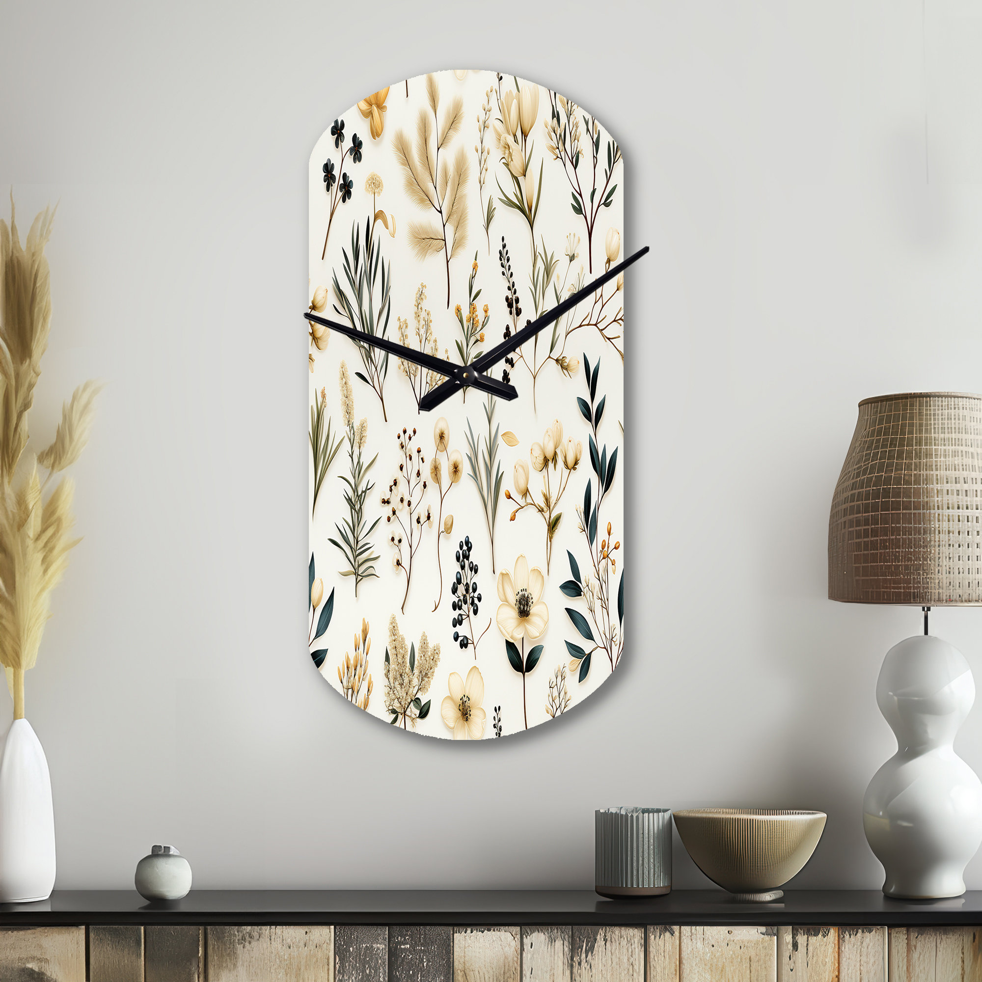 Design Art Botanical Sketched VII - Plants Asymmetrical Metal Wall ...
