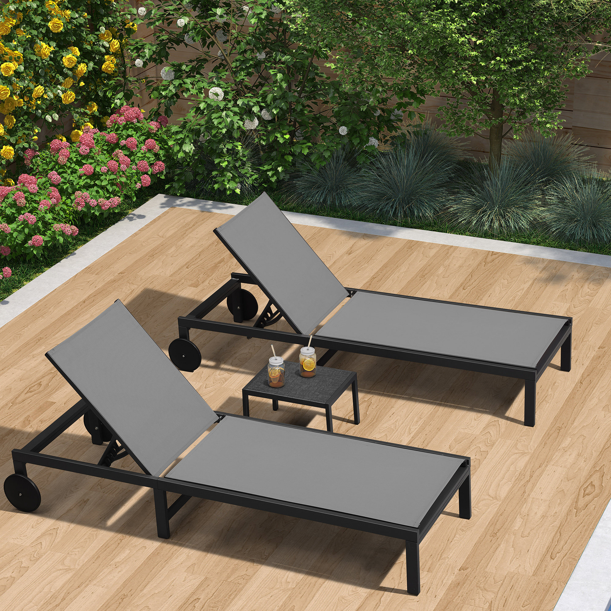 Purple Leaf 76.77'' Long Reclining Chaise Lounge Set & Reviews | Wayfair