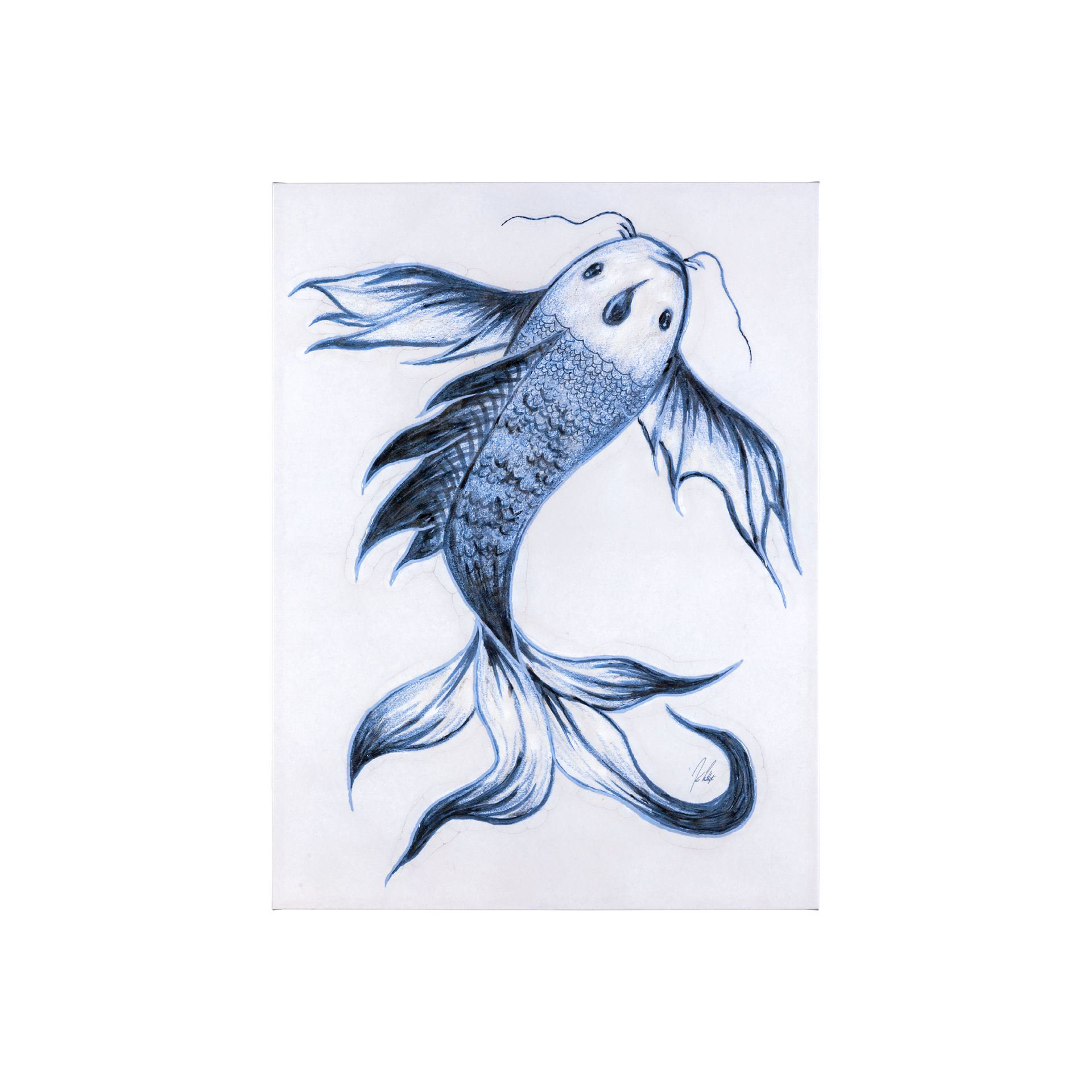 Bayou Breeze Koi Fish Blue I - Wrapped Canvas Print | Wayfair