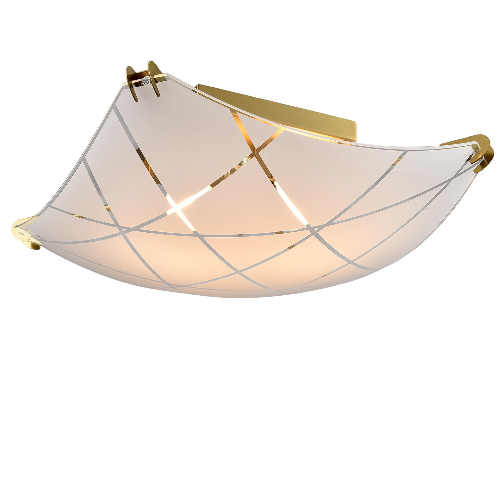Mercer41 Modern Gold Ceiling Light with Square Curving Shade Dimmable ...