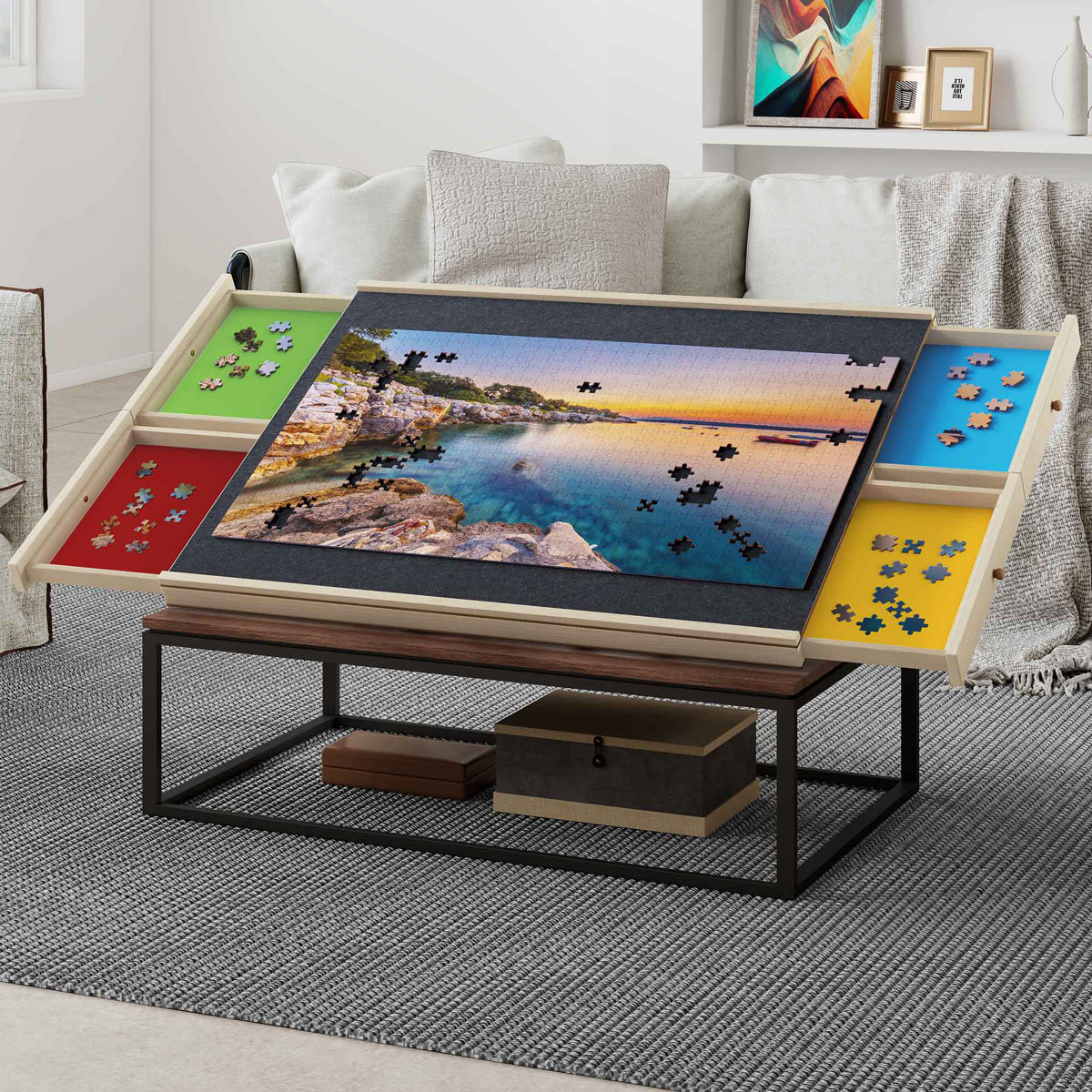 Balconera Jigsaw Puzzle Board – 5-Angle Adjustable Tilting Puzzle Table ...