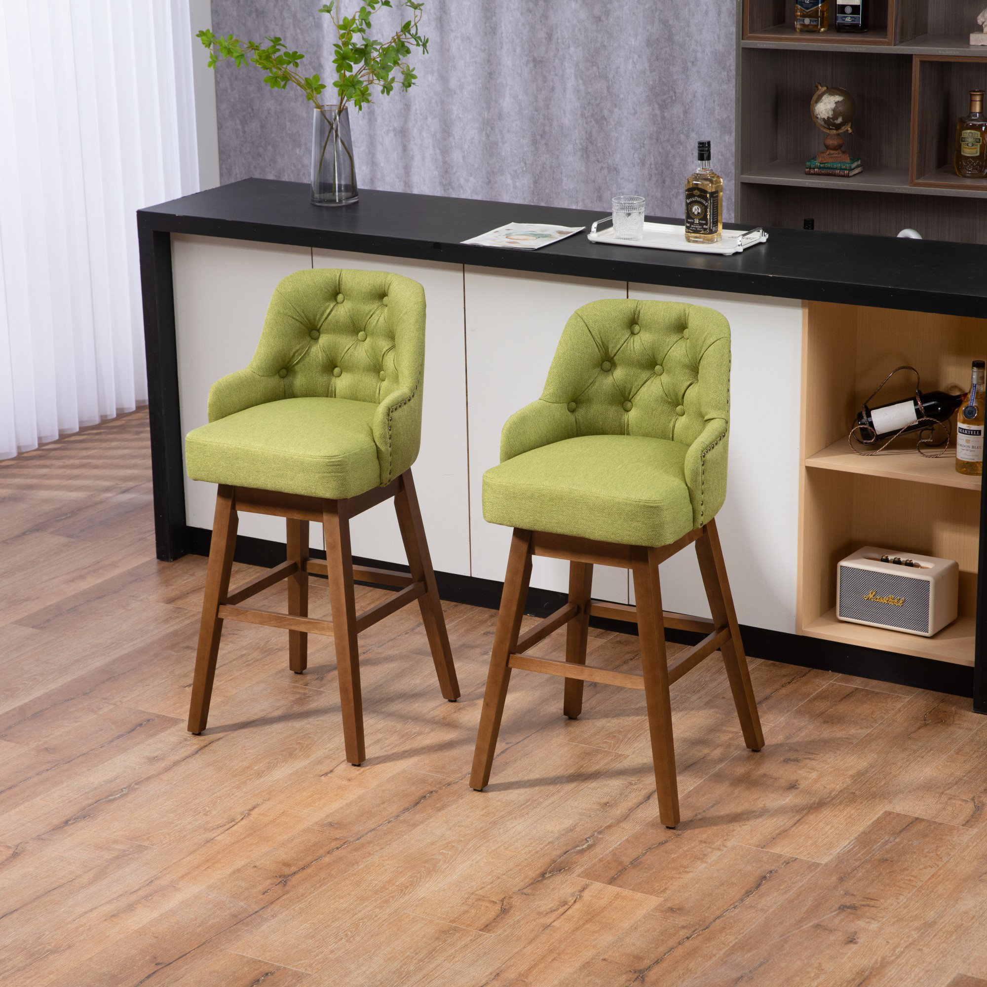 Corrigan Studio® Counter Height Chairs with Footrest Set of 2 | Wayfair
