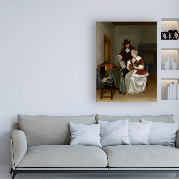 Charlton Home® 'The music lesson' by Gerard ter Borch - Painting Print ...