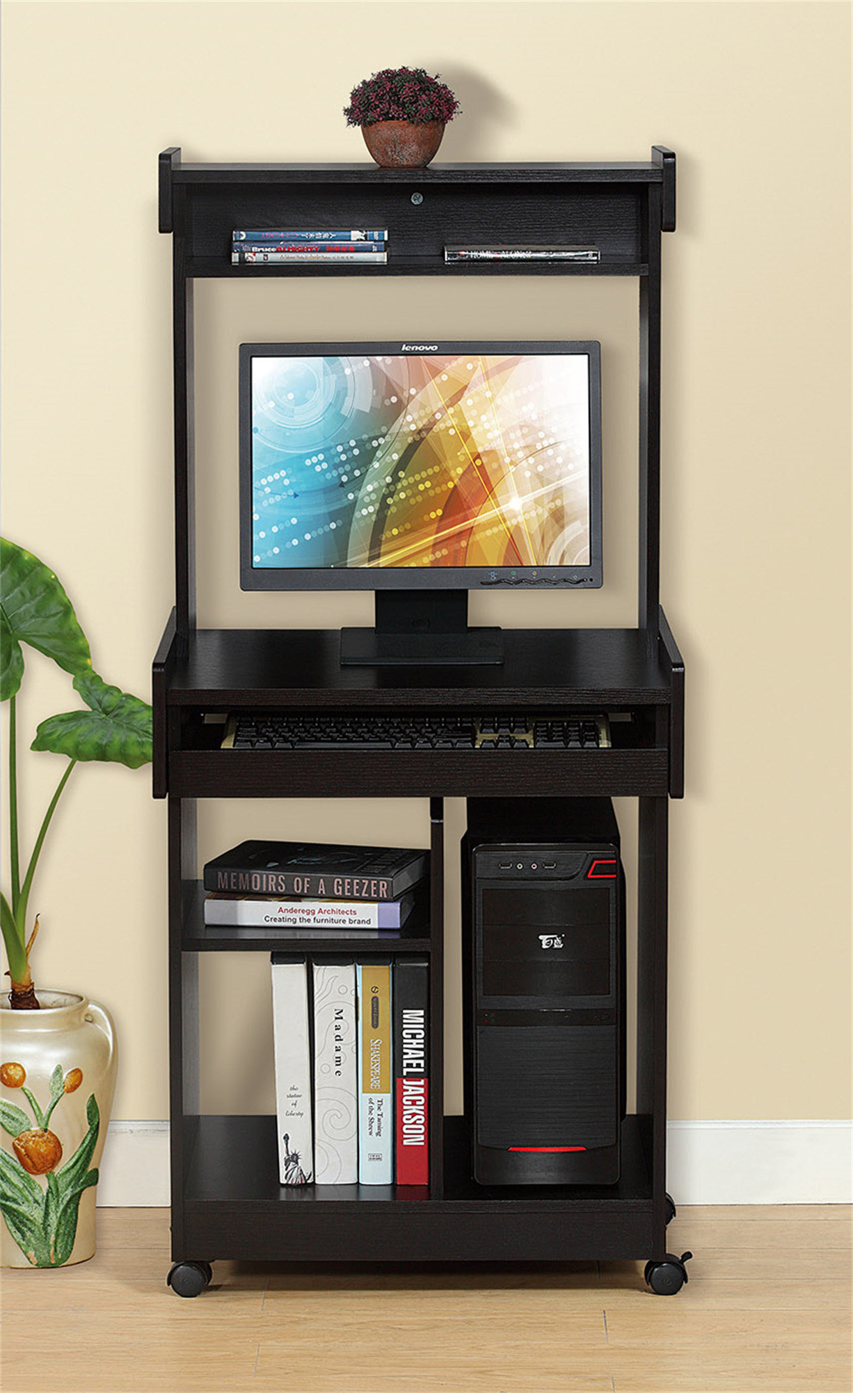 Lark Manor Cart Coffee Station Computer Cart On Locking Castors Hutch ...