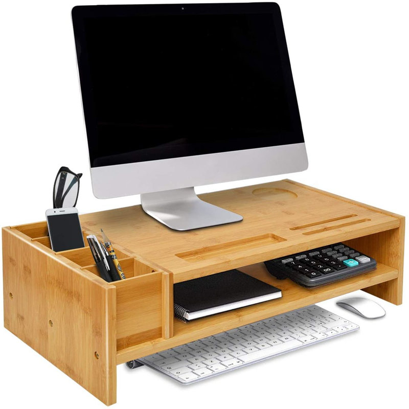 Inbox Zero 2-Tier Bamboo Monitor Stand | Wayfair