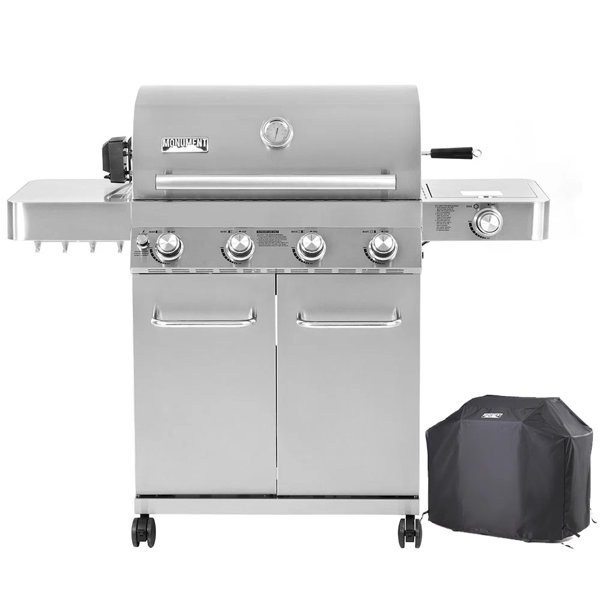 Monument Grills 17842 4-Burner Propane Gas Grill with Side Burner and ...