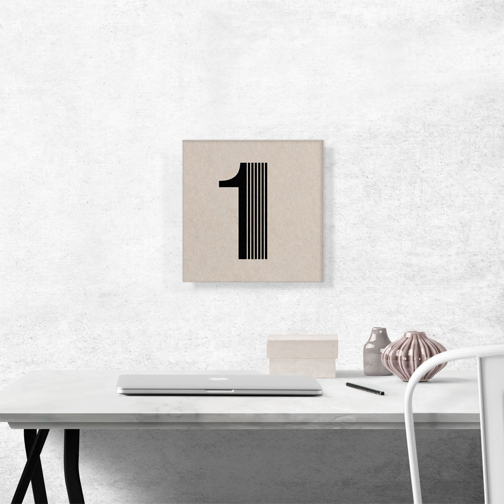ARTCANVAS Beige Black Line Alphabet Number 1 One Numeral Canvas Art ...
