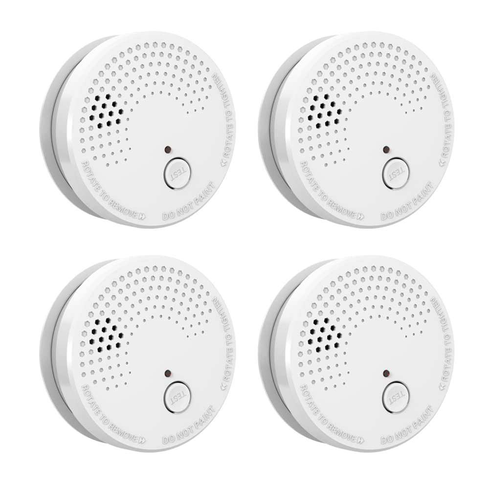 MODERN WALLS LLC 4 Pack Smoke Detector Fire Alarms 9V Battery Operated ...
