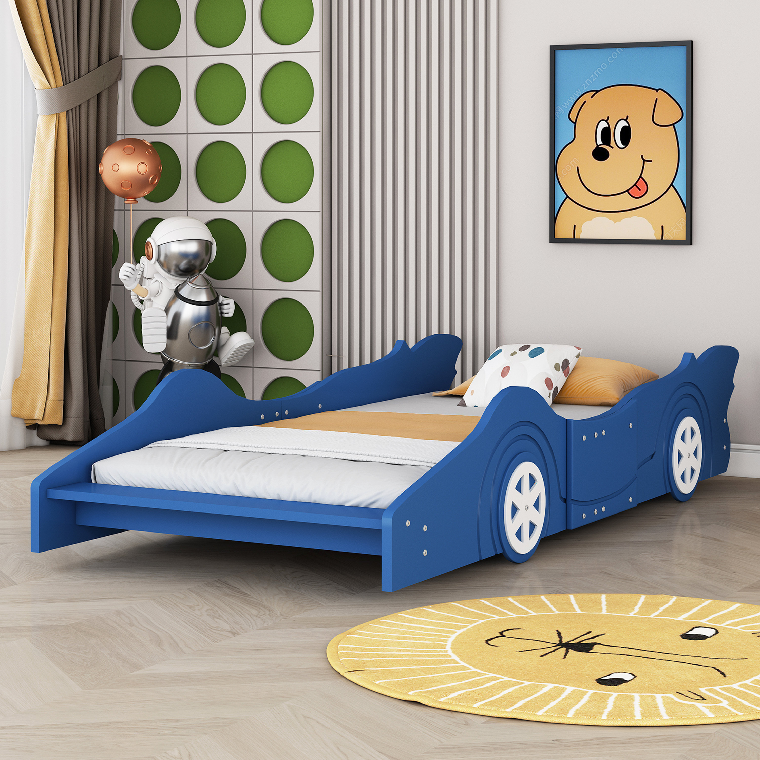 Zoomie Kids Forshee Race Car-Shaped Platform Bed with Wheels | Wayfair