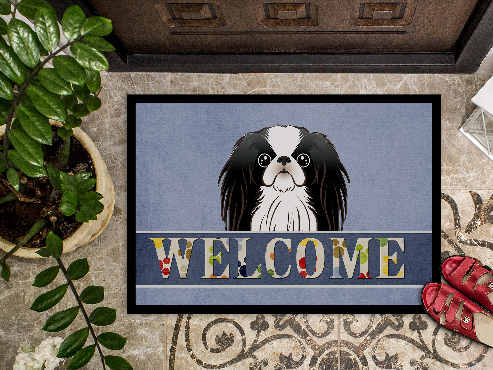 Winston Porter Wasilla Japanese Chin Welcome Non-Slip Outdoor Door Mat ...