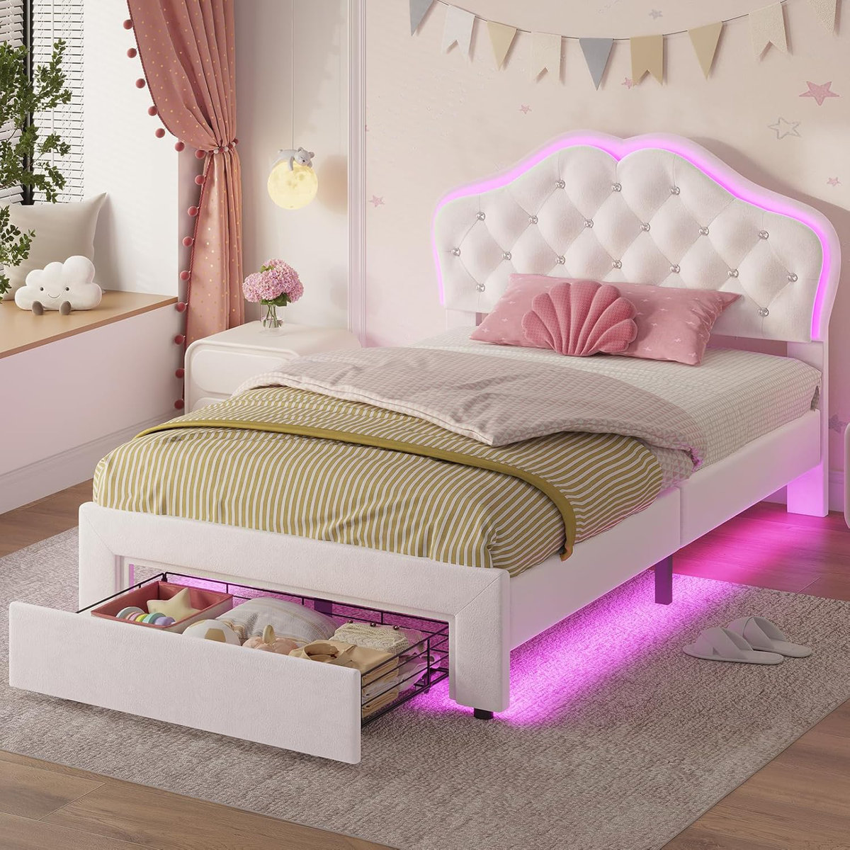 Mercer41 Princess Bed Frame With Rgb Led Lights | Wayfair