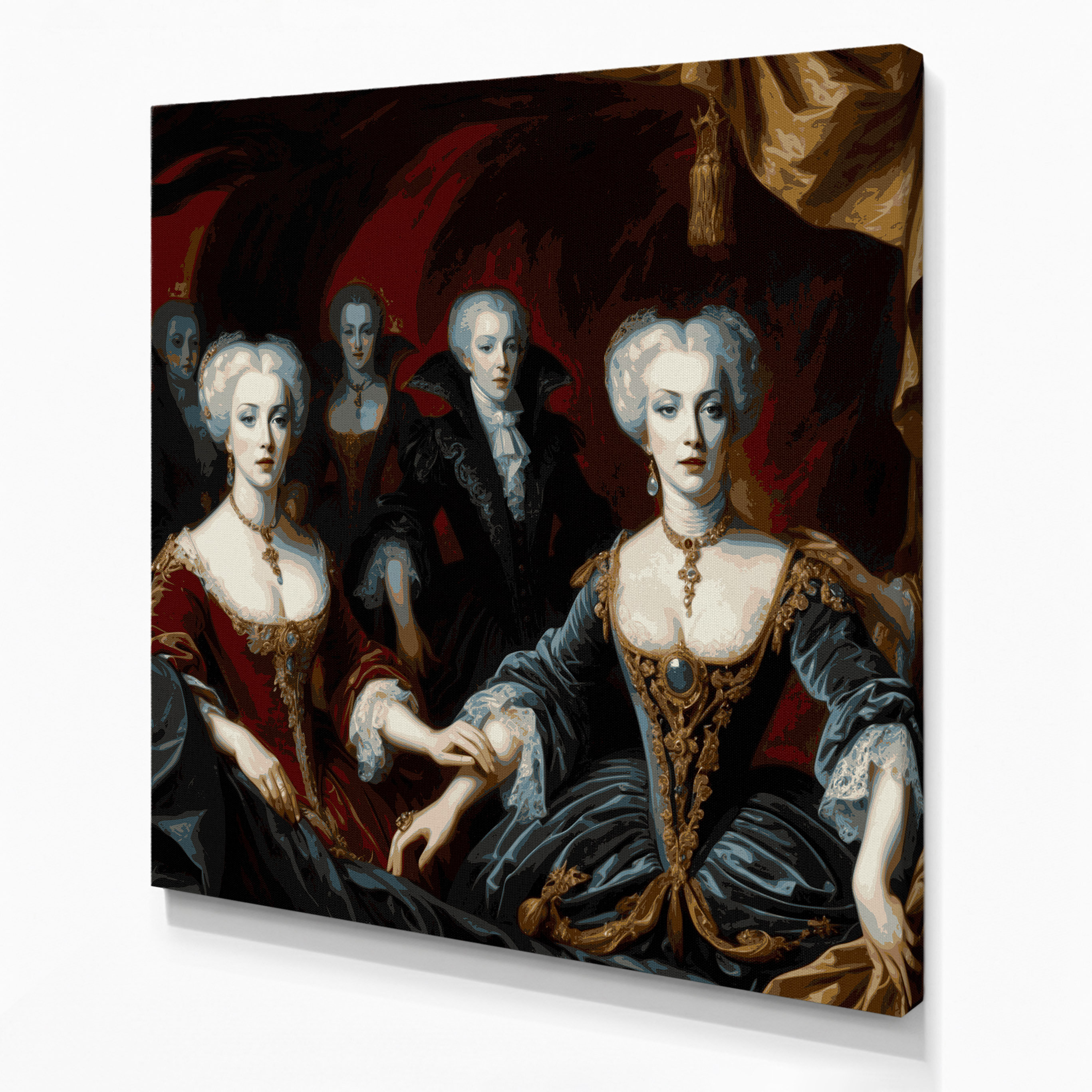 Astoria Grand Halloween Vampires and fangs Black Canvas Wall Art | Wayfair