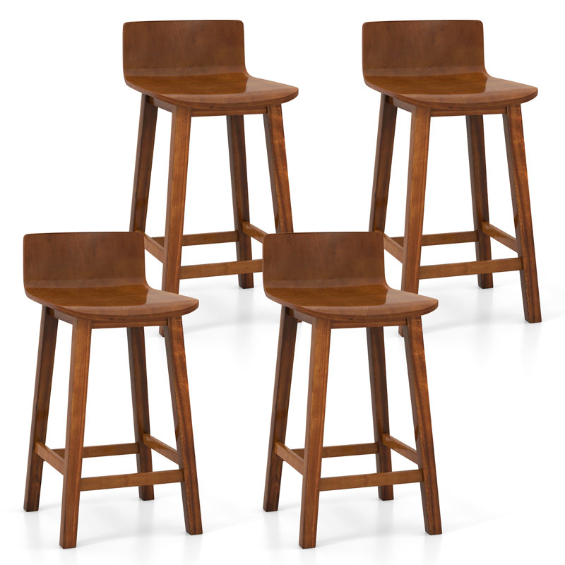 Wildon Home® 24.5'' Solid Wood Bar Stools Set Of 4 Home Counter Kitchen ...
