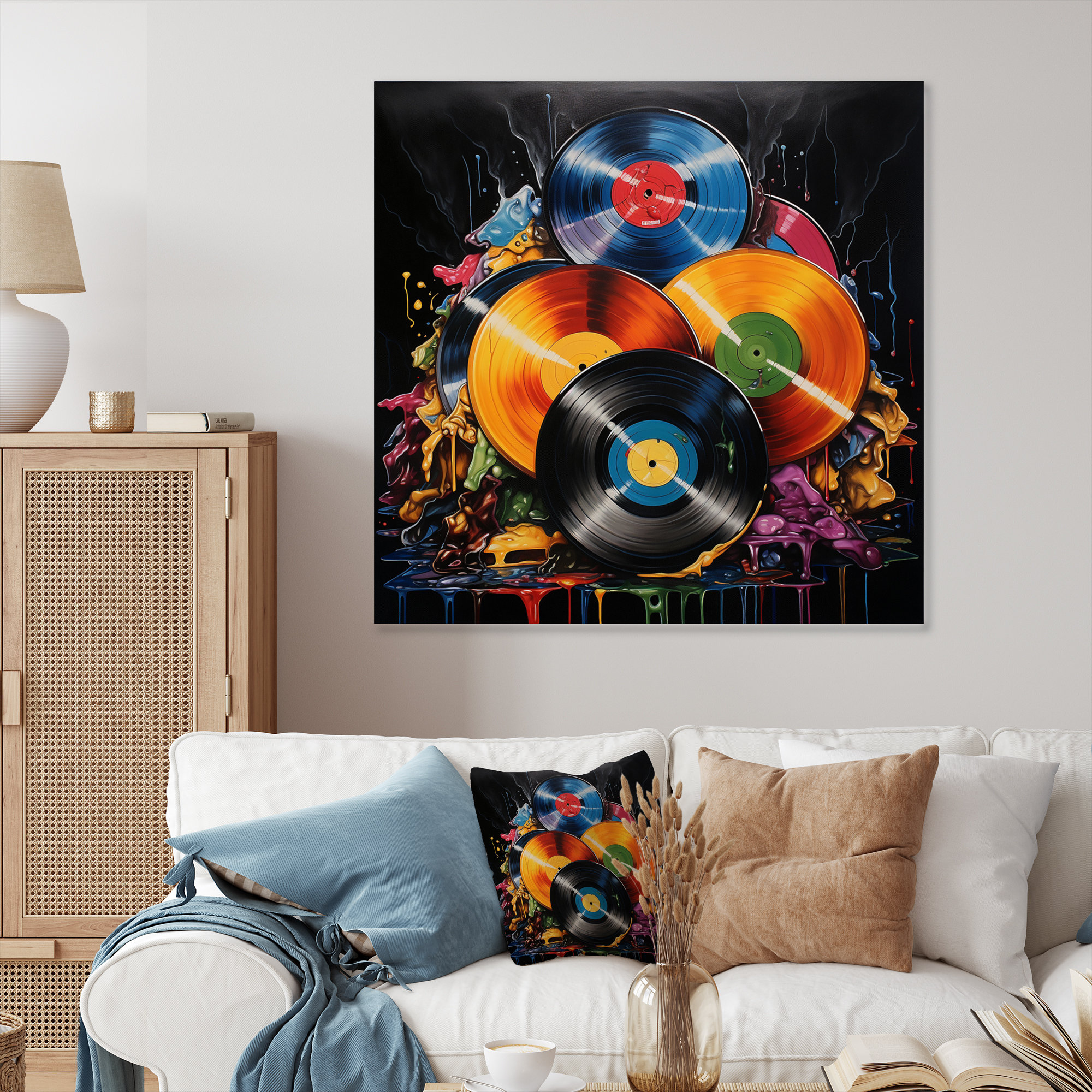 Ebern Designs Colorful Vinyl Records Melodies I - Unframed Print on ...