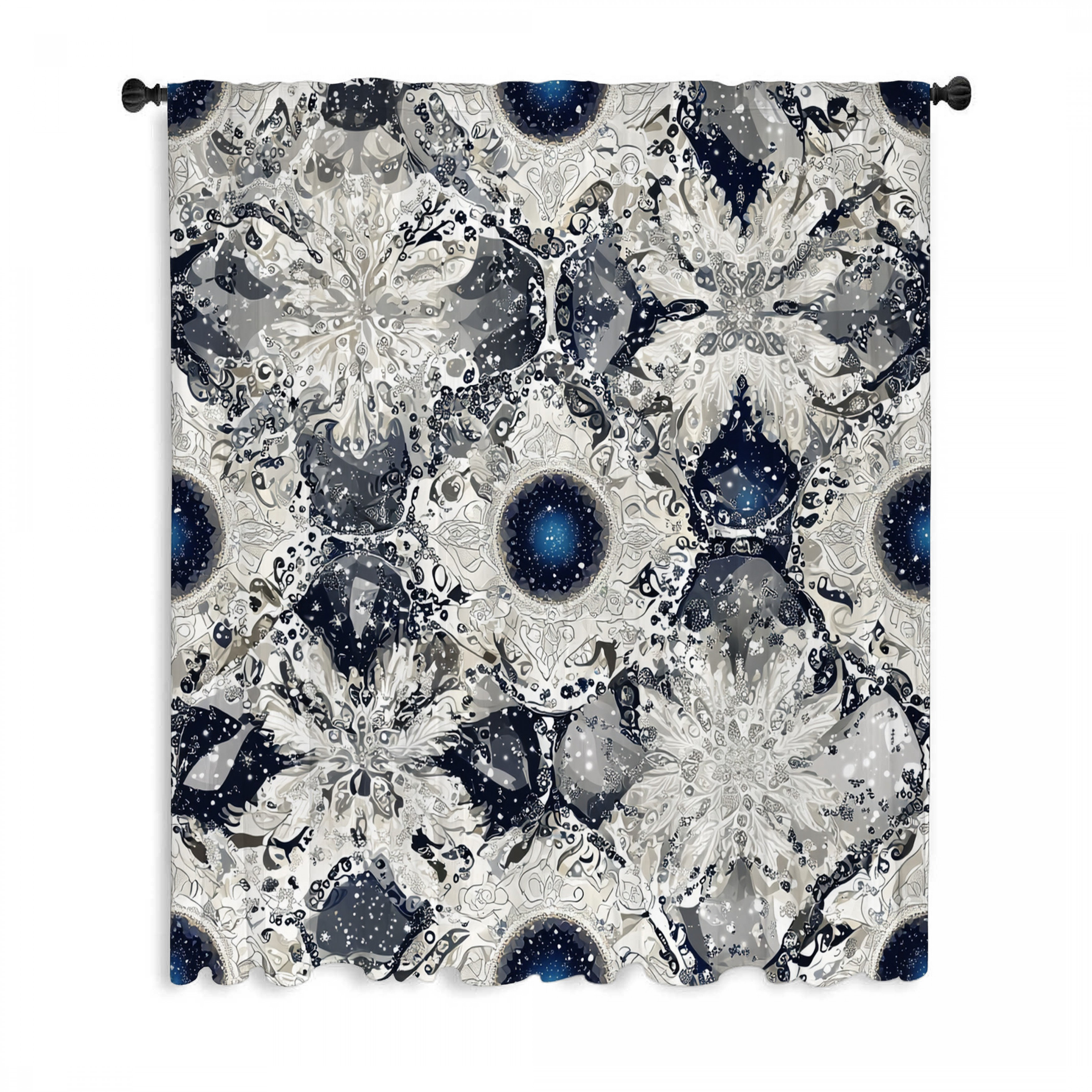 Orren Ellis Abstract Snowflake Window Curtains, Abstract Blockout ...