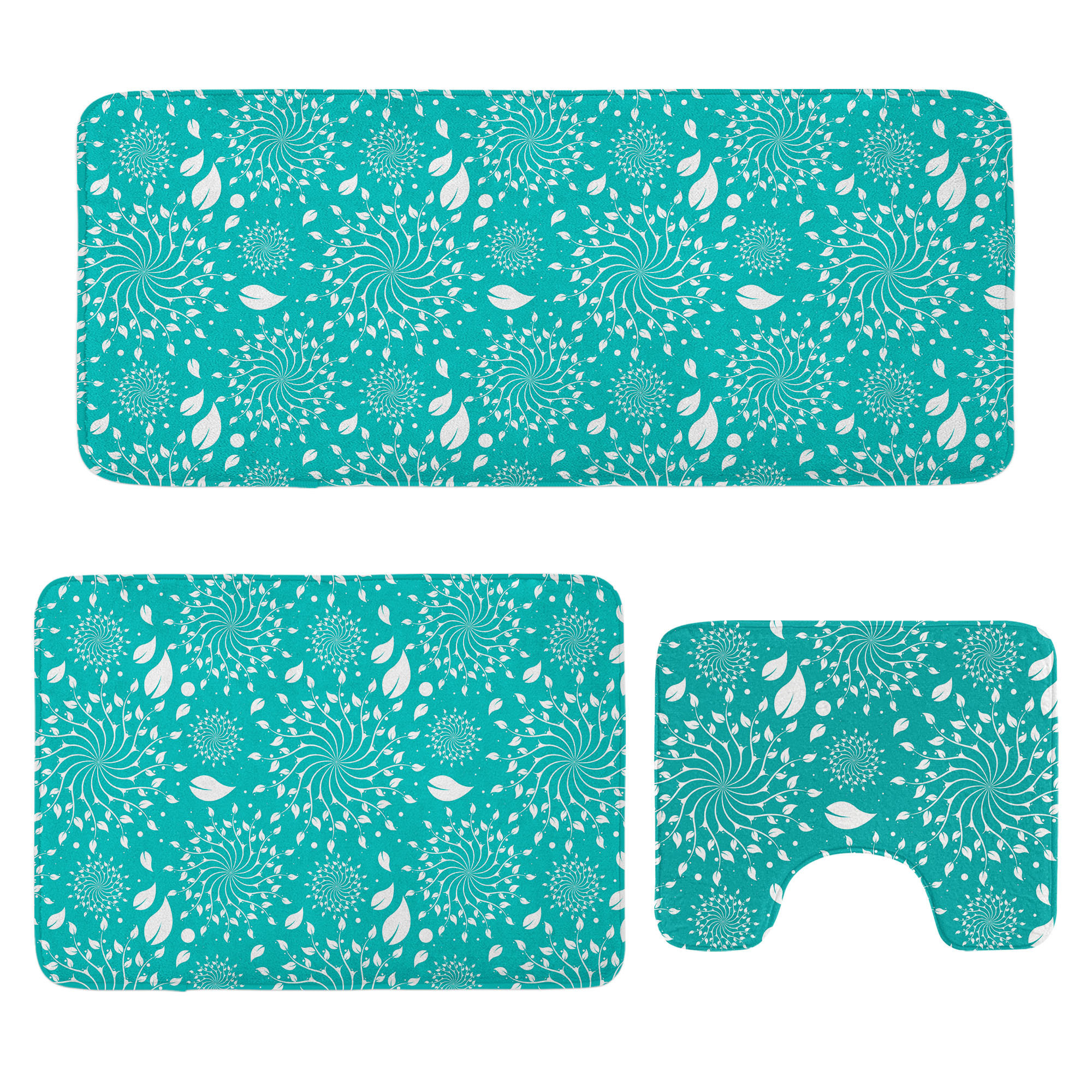 Astoria Grand Turquoise Bathroom Rug Set 3 Pieces U-Shape & Rectangle ...