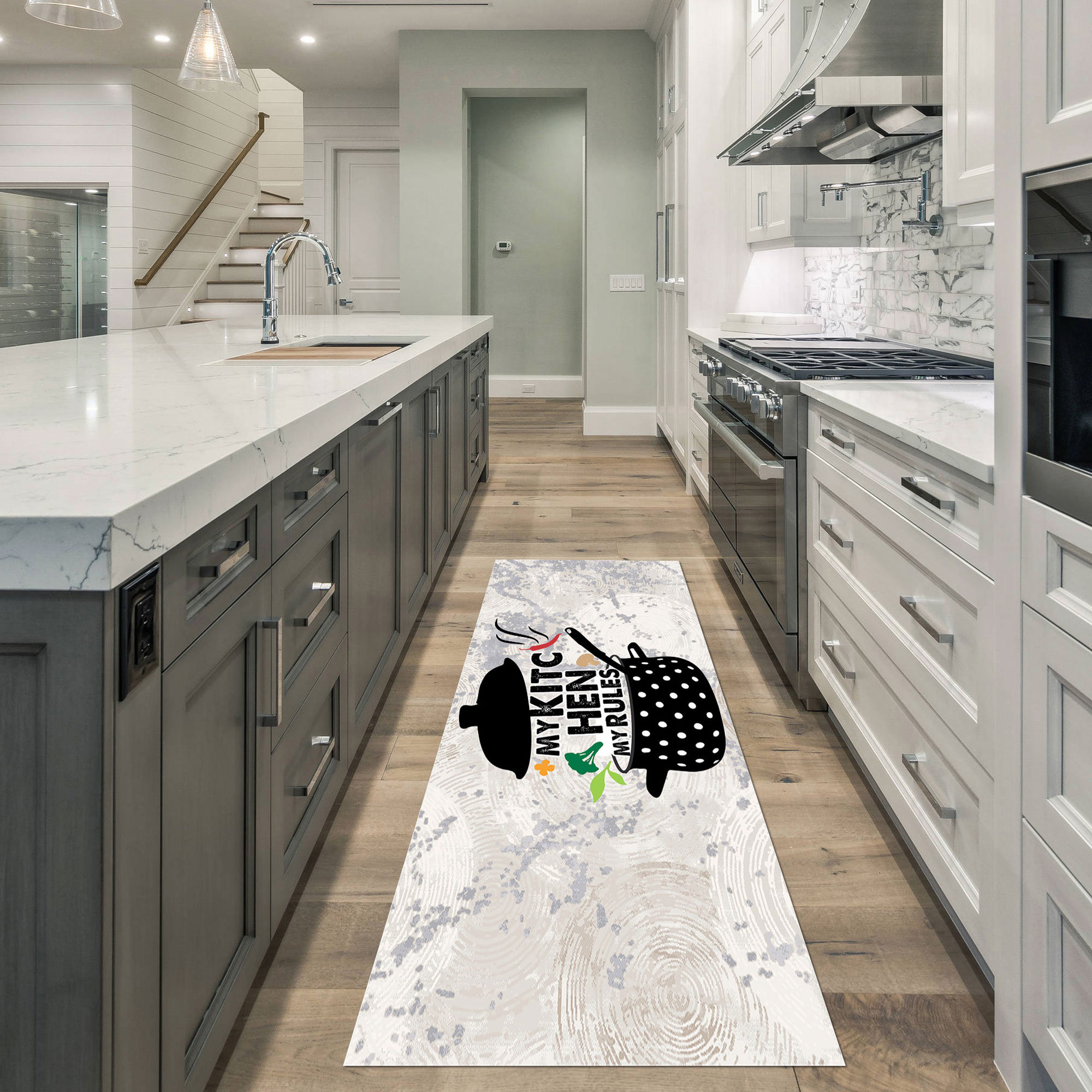Winston Porter Non Skid Washable Kitchen Runner Rug - 100 % Polyester ...